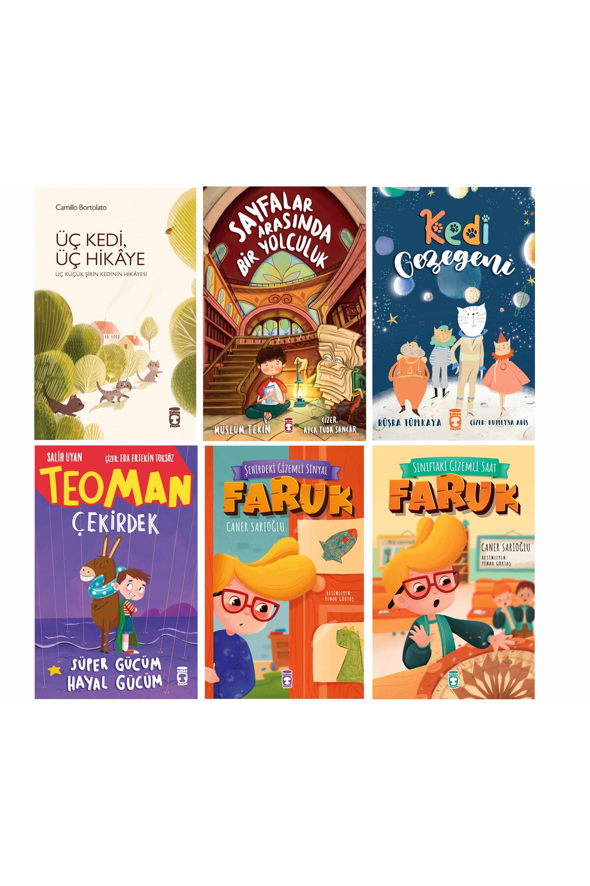 Timaş Çocuk 2.3.4. Sınıf Okuma Kitapları 6 Kitap Faruk Set Üç Kedi Üç ...