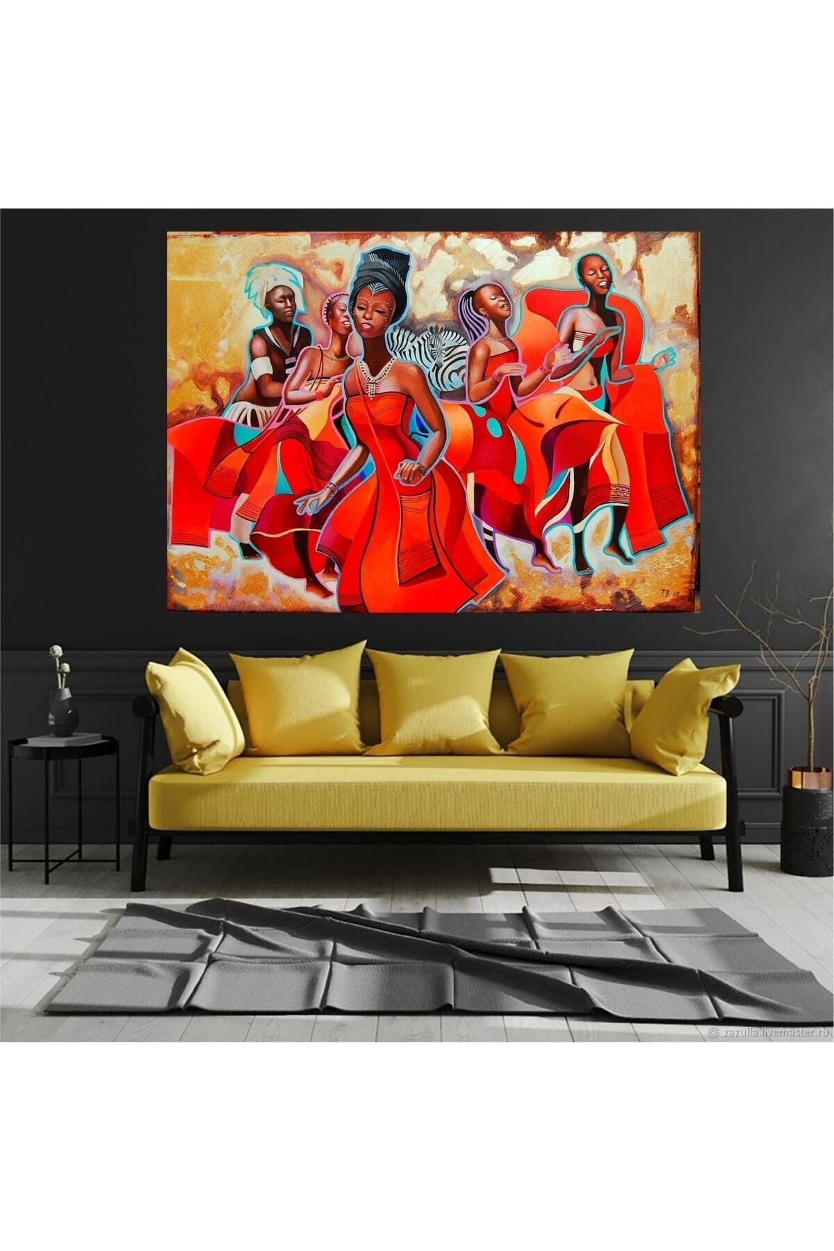 Şehzat Design Soyut Kırmızı Etekli Dans Eden Afrikalı Siyahi Zenci ...