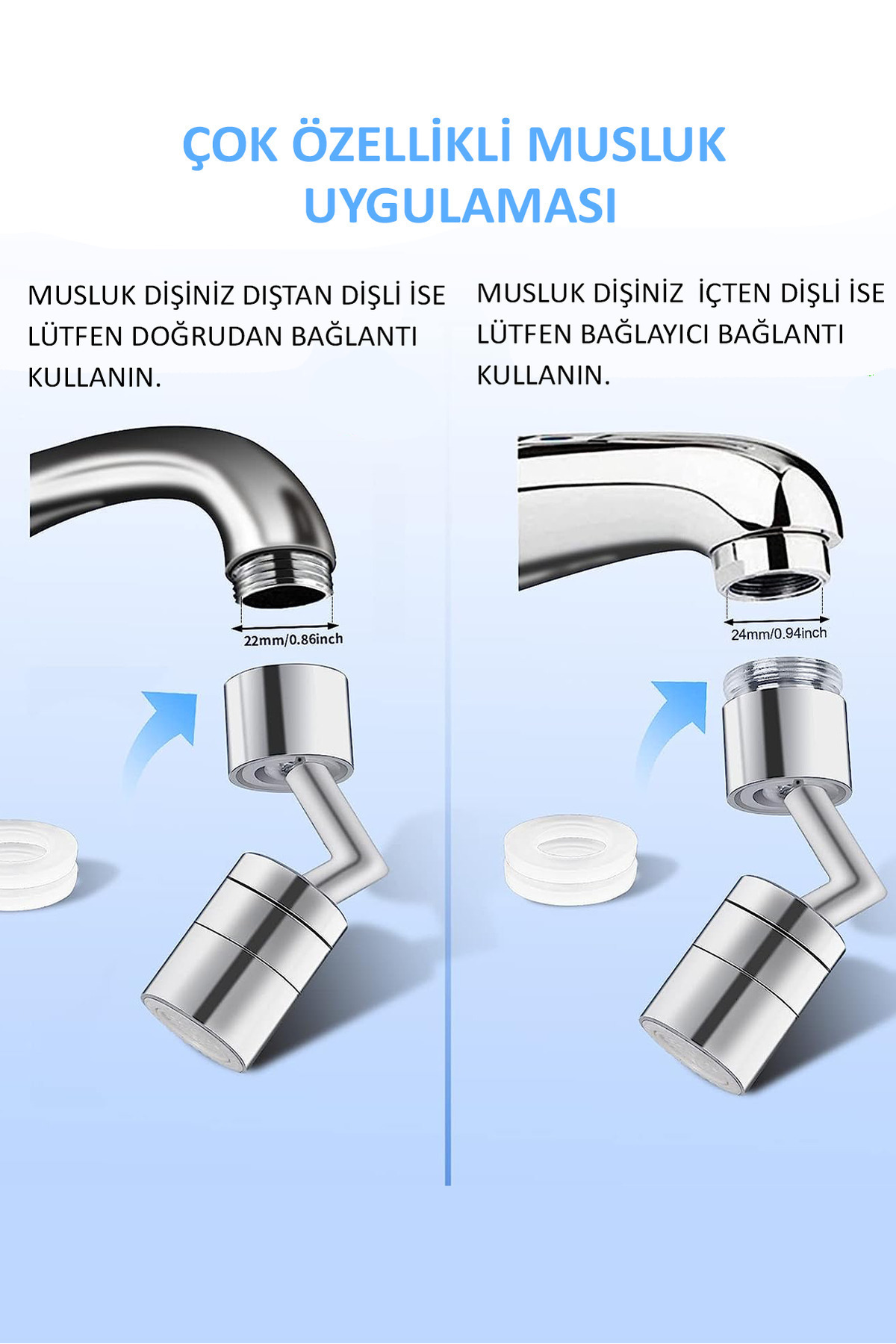 MEZİGARC 720 Derece Oynar Hareketli Krom Musluk Başlığı Ve Ucu Mutfak ...