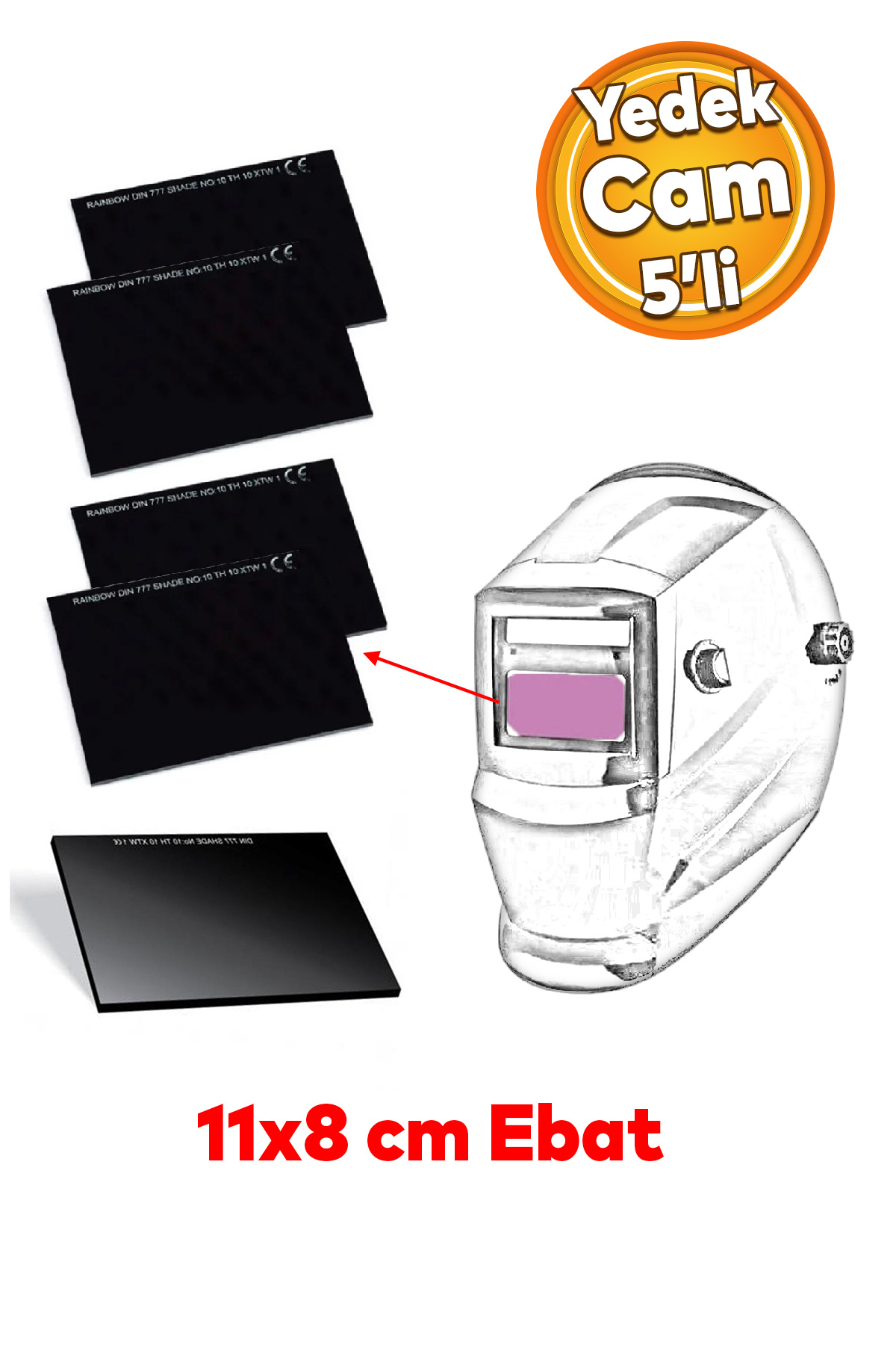 Badem10 Kaynak Baş Maskesi El Tipi Kaynak Maske Yedek Camı 5 adet ...