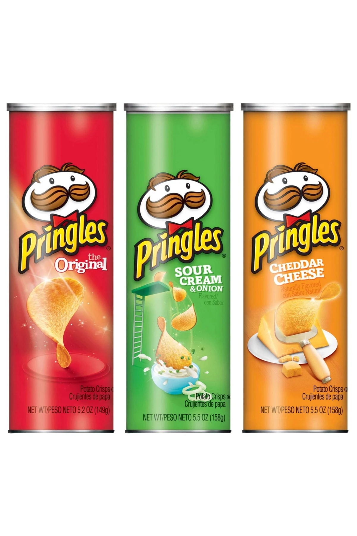 Aile dostu Pringles Original, Sour Cream and Cheddar Cheese Potato ...
