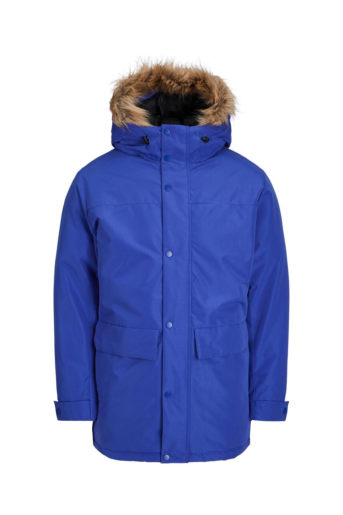 Jack & Jones Jack Jones Jjchamp Parka Jacket Faux Fur Erkek Mavi Mont ...