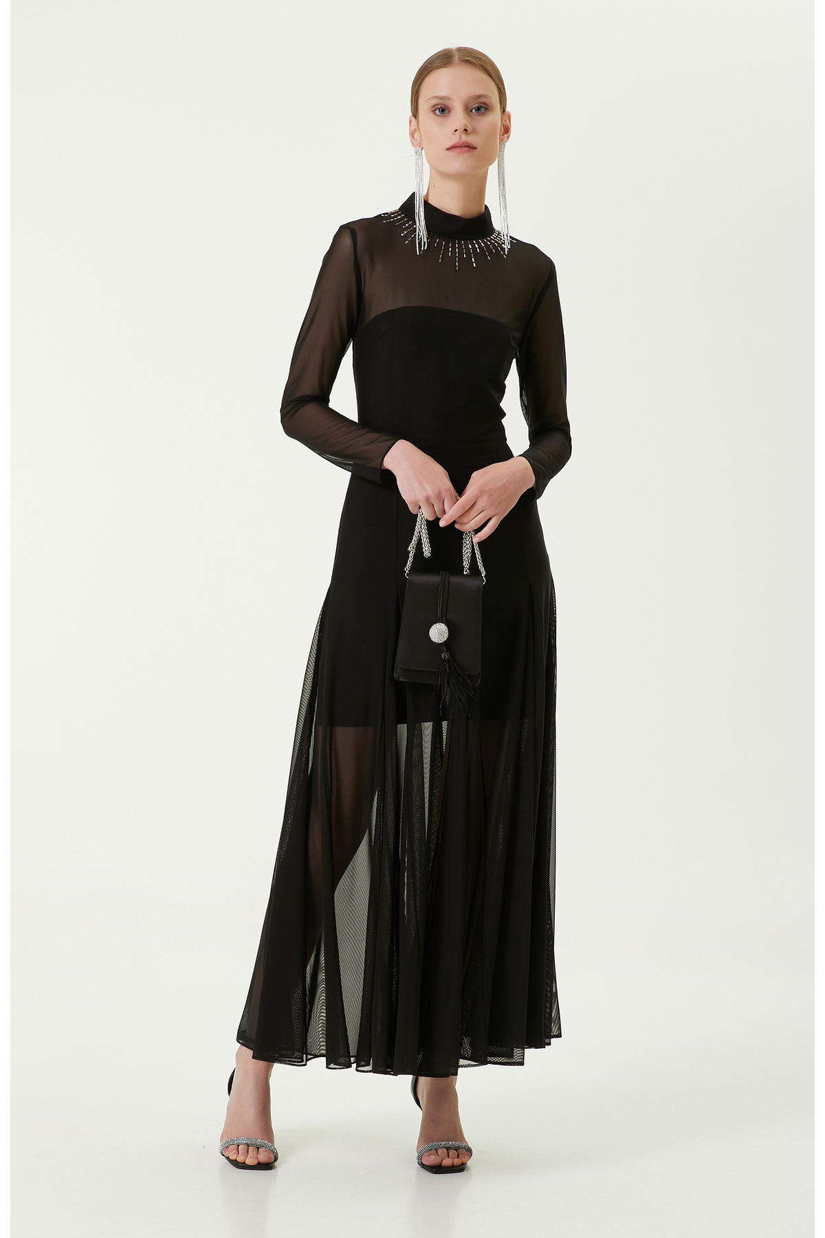 Network Uzun Kollu Siyah Abiye Elbise Fiyatı, Yorumları - Trendyol