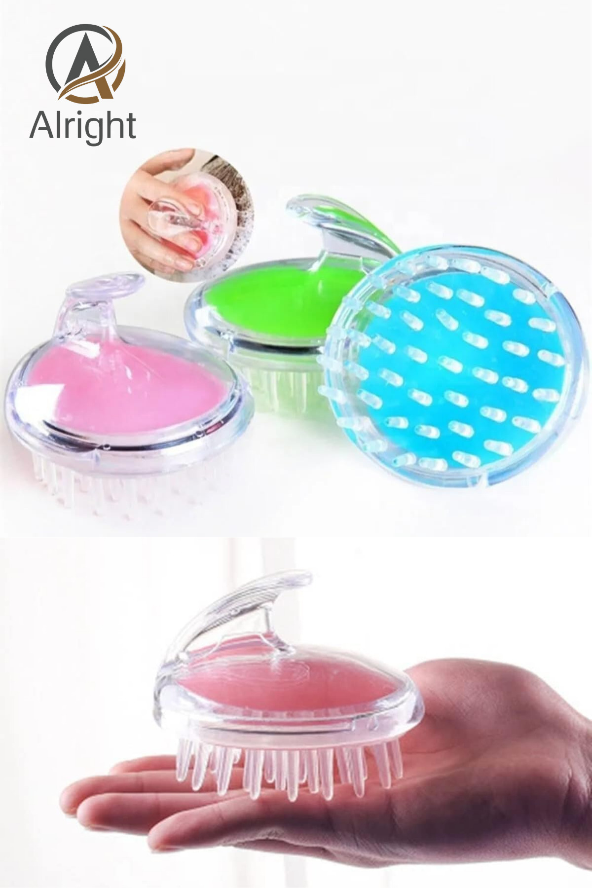Alright Saç Masaj Tarağı Silikon Şeffaf Saç Derisi Kazıyıcı Masaj Aleti ...