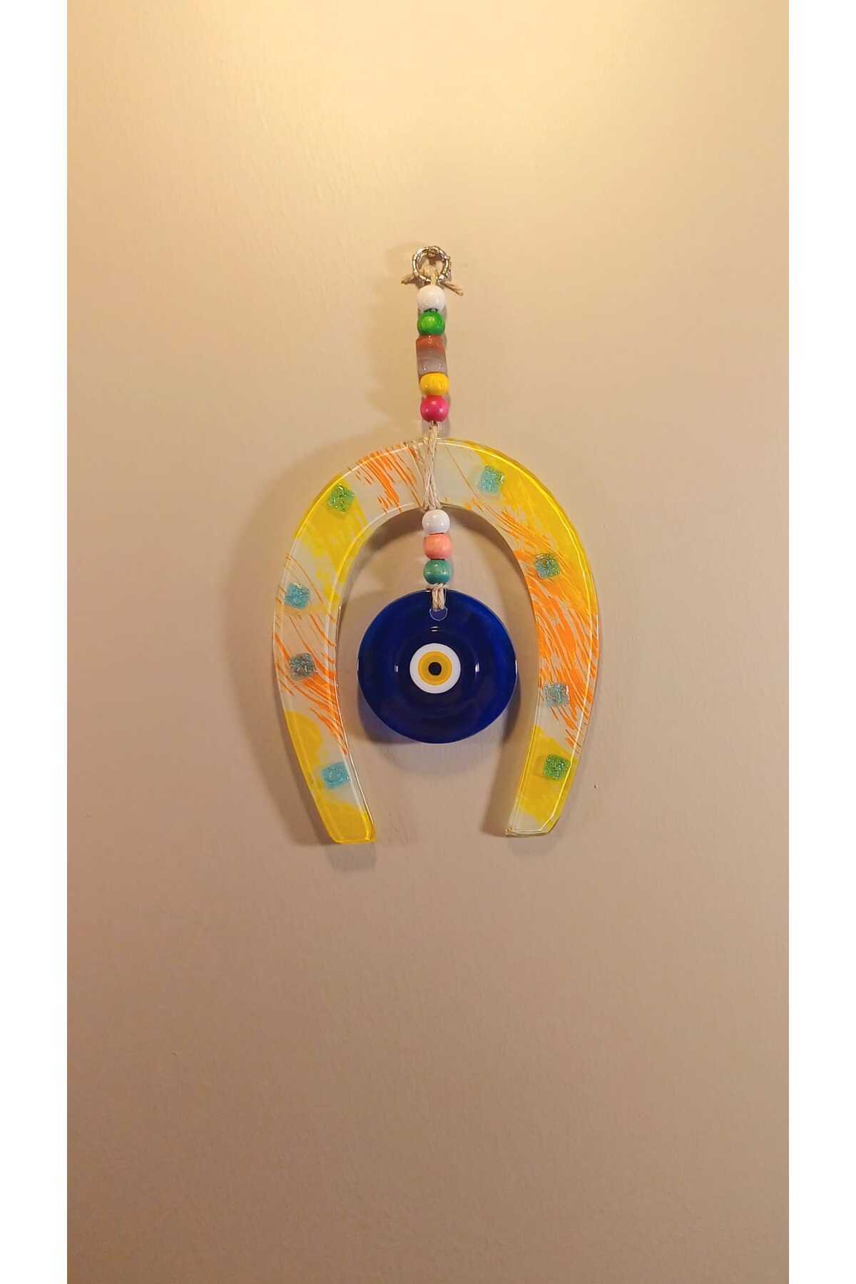 Petek Glass Art Nazar Boncuklu El Yapımı At Nalı Şekilli Duvar Süsü ...