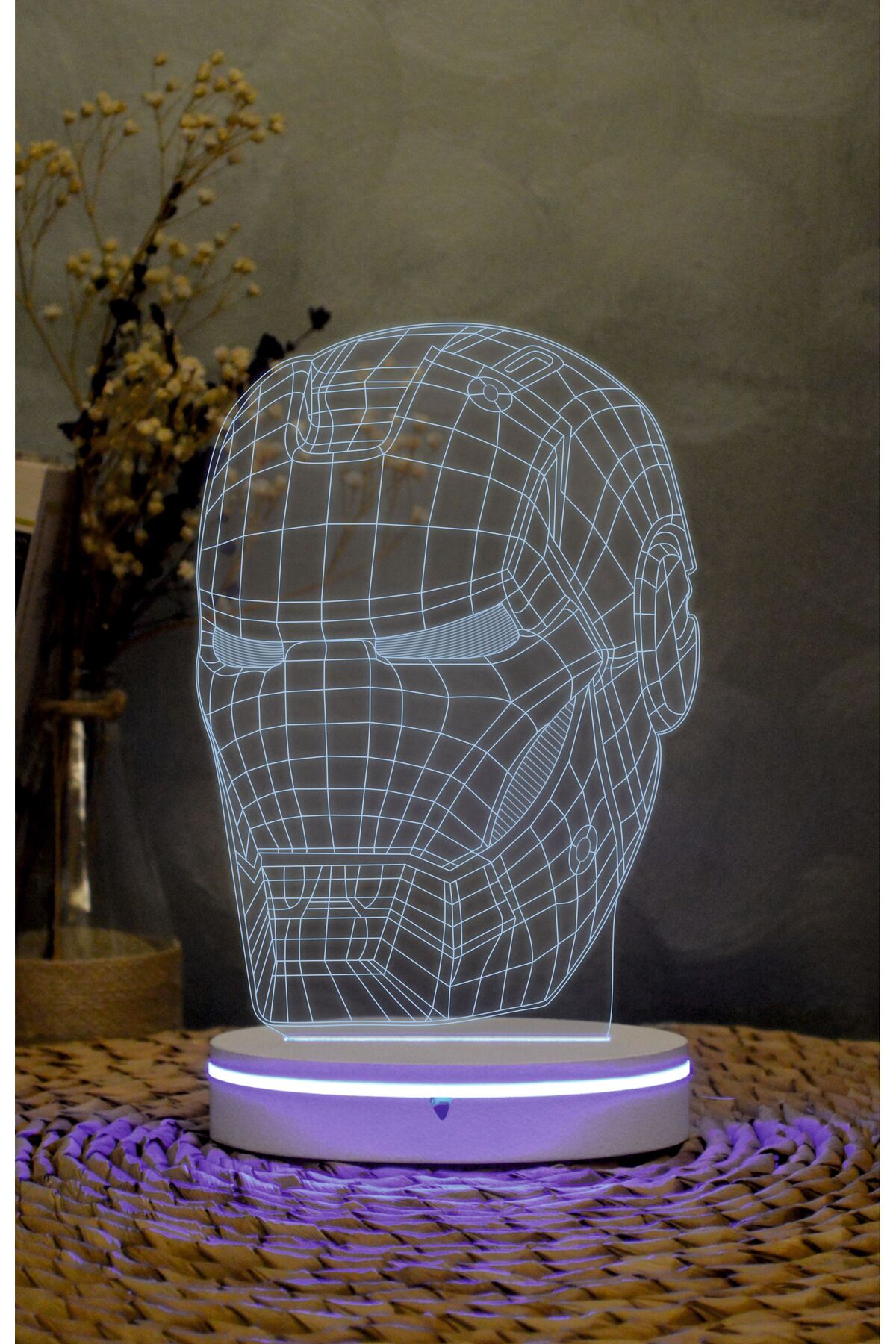 Yubi Design İron Man Kask- 3 boyutlu led lamba 16 renk dekoratif anime ...