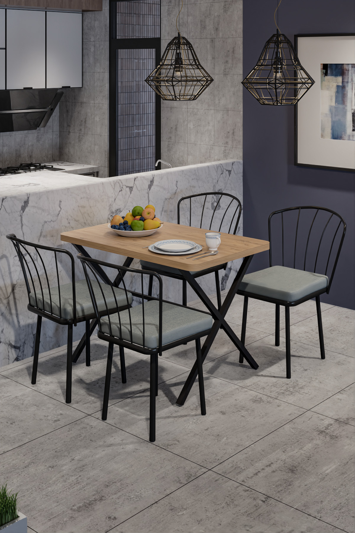 Retodesign 4 Kişilik X Masa Güneş Minderli Sandalyeli 1720g - Fiyatı, Yorumları