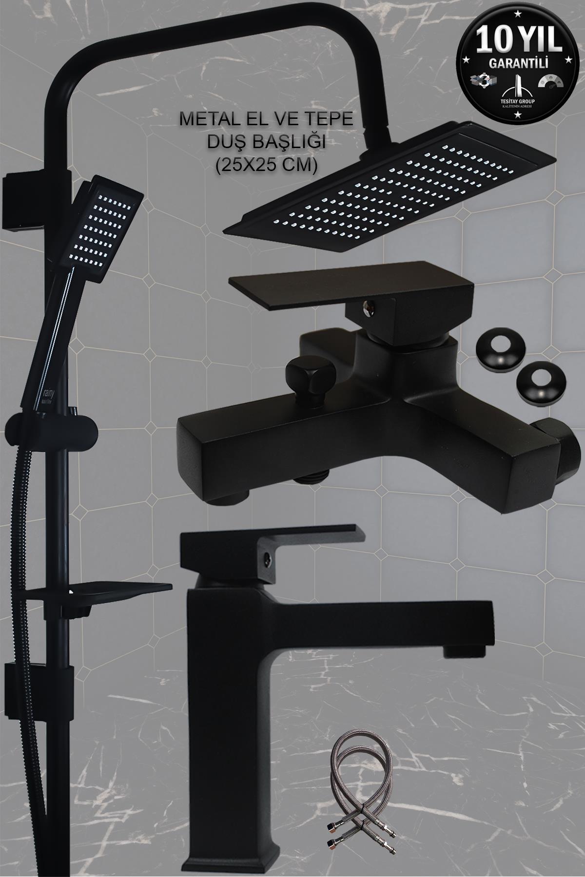 tesitay Siyah Banyo Seti Lavabo Banyo Bataryası Ve Robot Duş Takımı ...