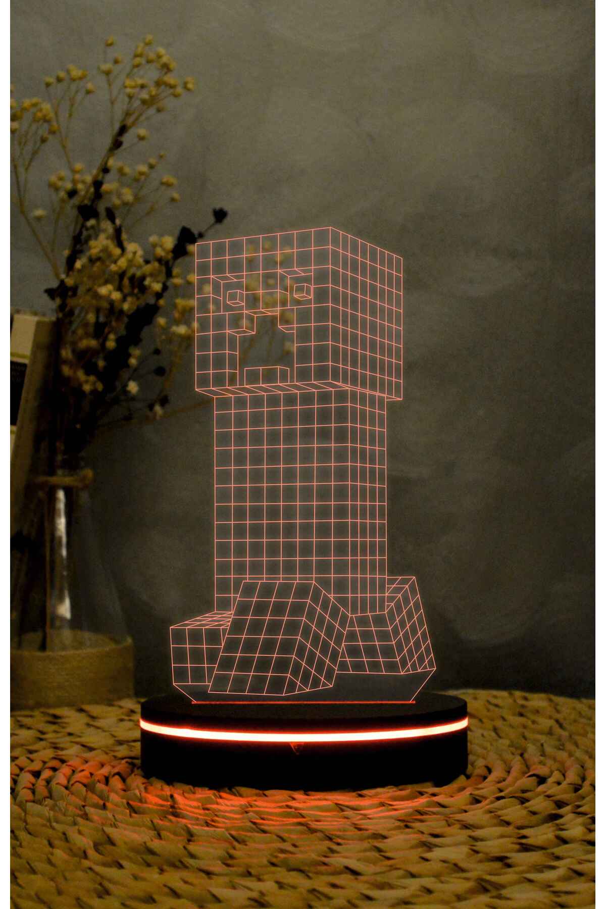 Yubi Design Creeper , Minecraft - 3 boyutlu led lamba 16 renk dekoratif ...