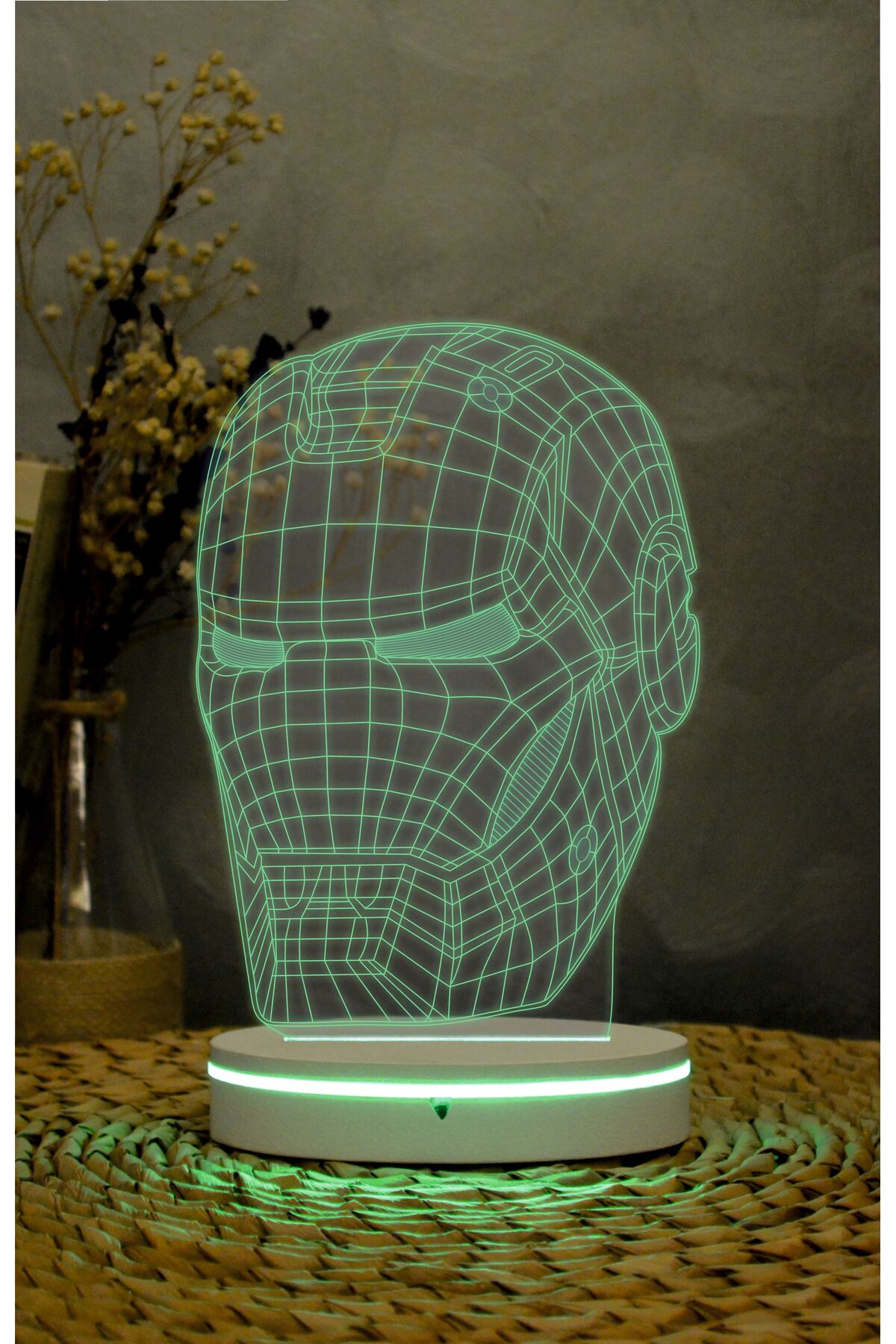 Yubi Design İron Man Kask- 3 boyutlu led lamba 16 renk dekoratif anime ...
