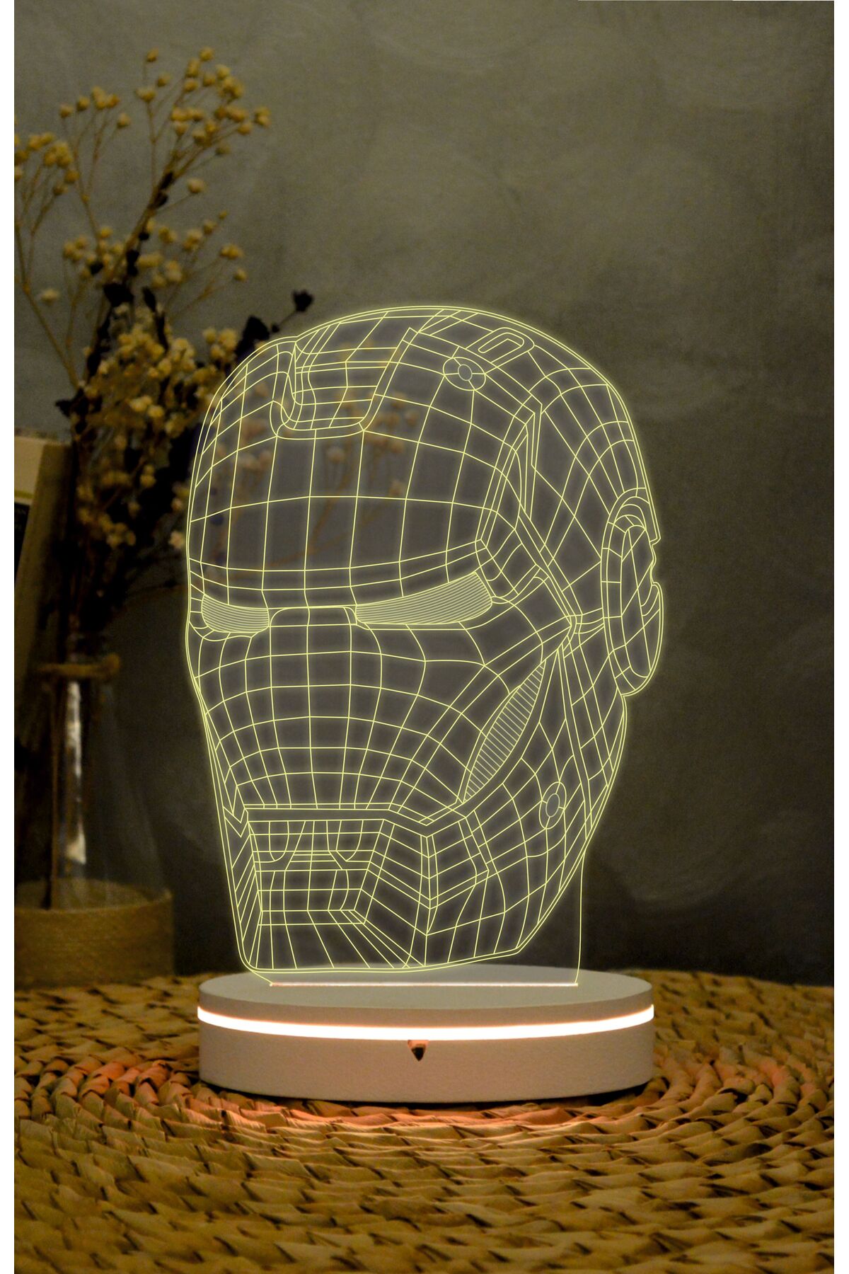 Yubi Design İron Man Kask- 3 boyutlu led lamba 16 renk dekoratif anime ...