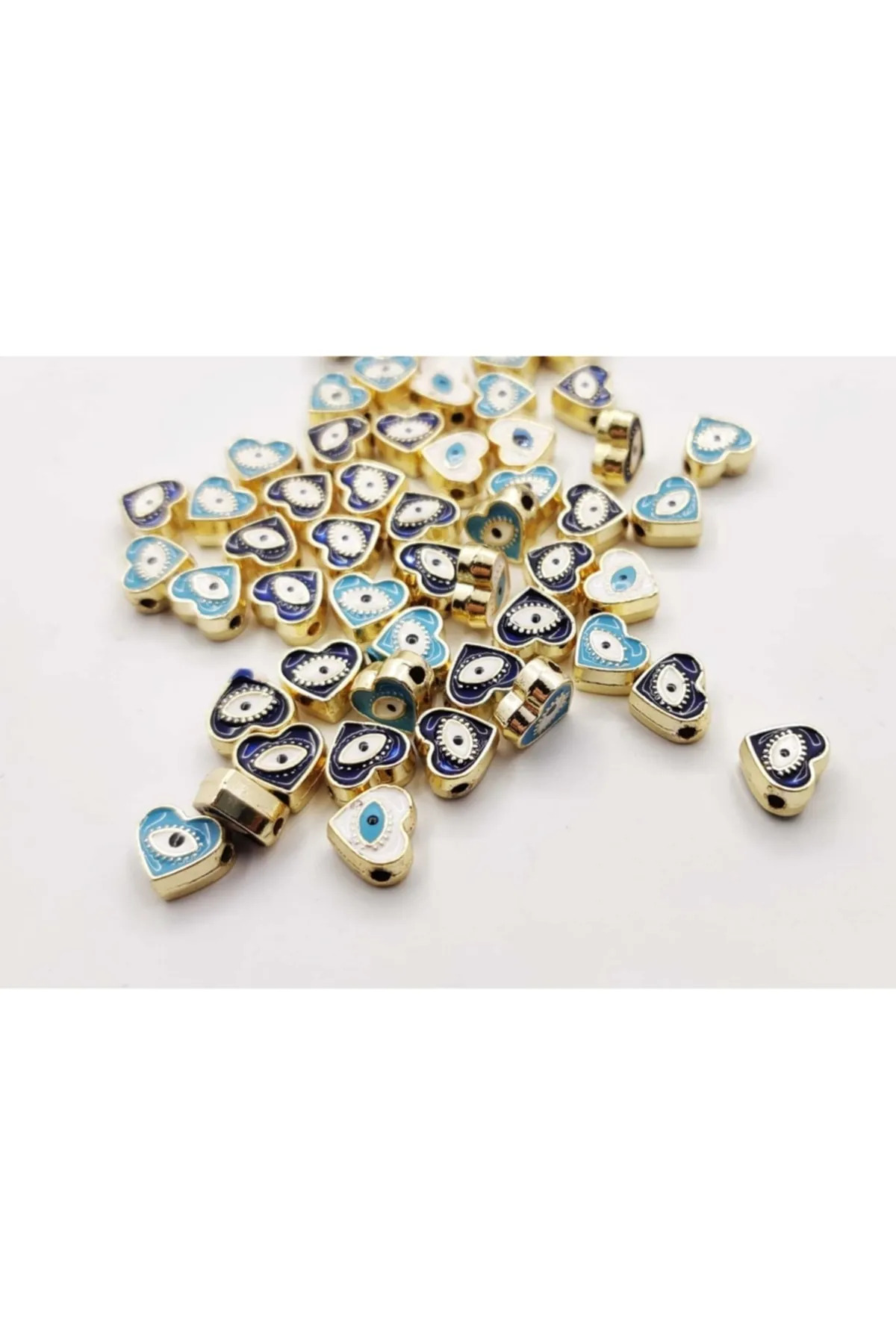 HASAN ERDOĞAN 10 Adet Gold Kalp Gözlü Boncuk Kararma Yapmaz Ara Aparatı ...