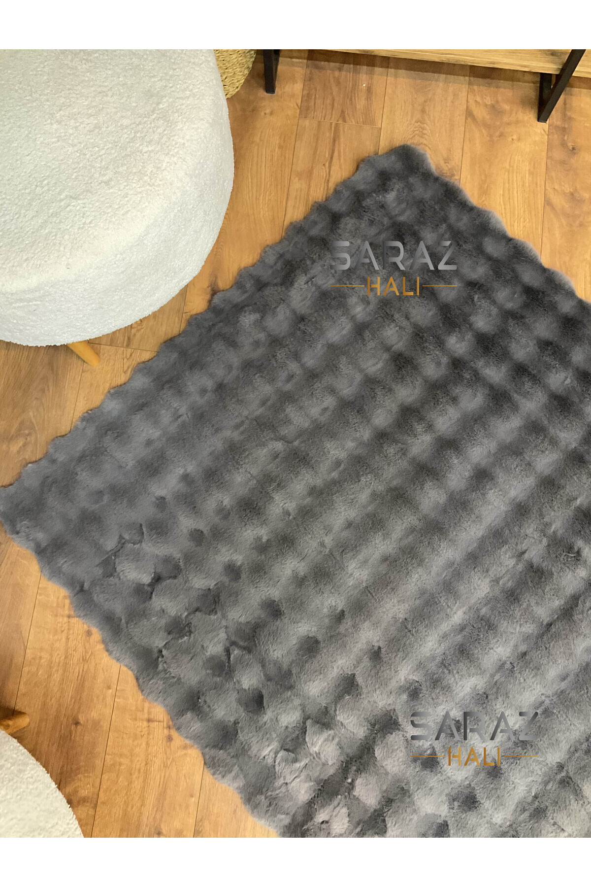 SARAZ HALI Bubble Tavşan Post Yumuşacık Tavşan Tüyü Kaymaz Yıkanabilir Antrasit - Fiyatı, Yorumları