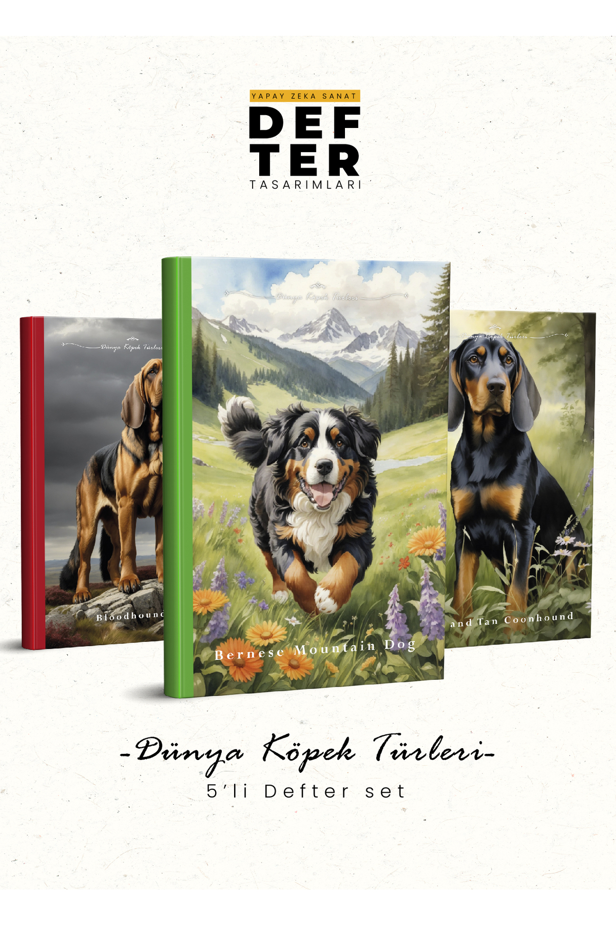 YAPAY ZEKA SANAT Caiete cu specii de câini din lume, set de 55- Trendyol