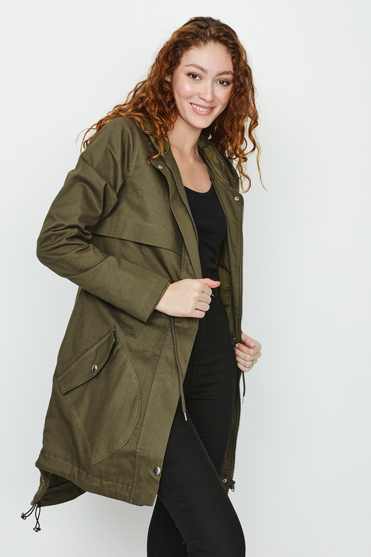Select Moda Kadın Haki Haki Kapüşonlu Fermuarlı Cepli Parka Fiyatı ...
