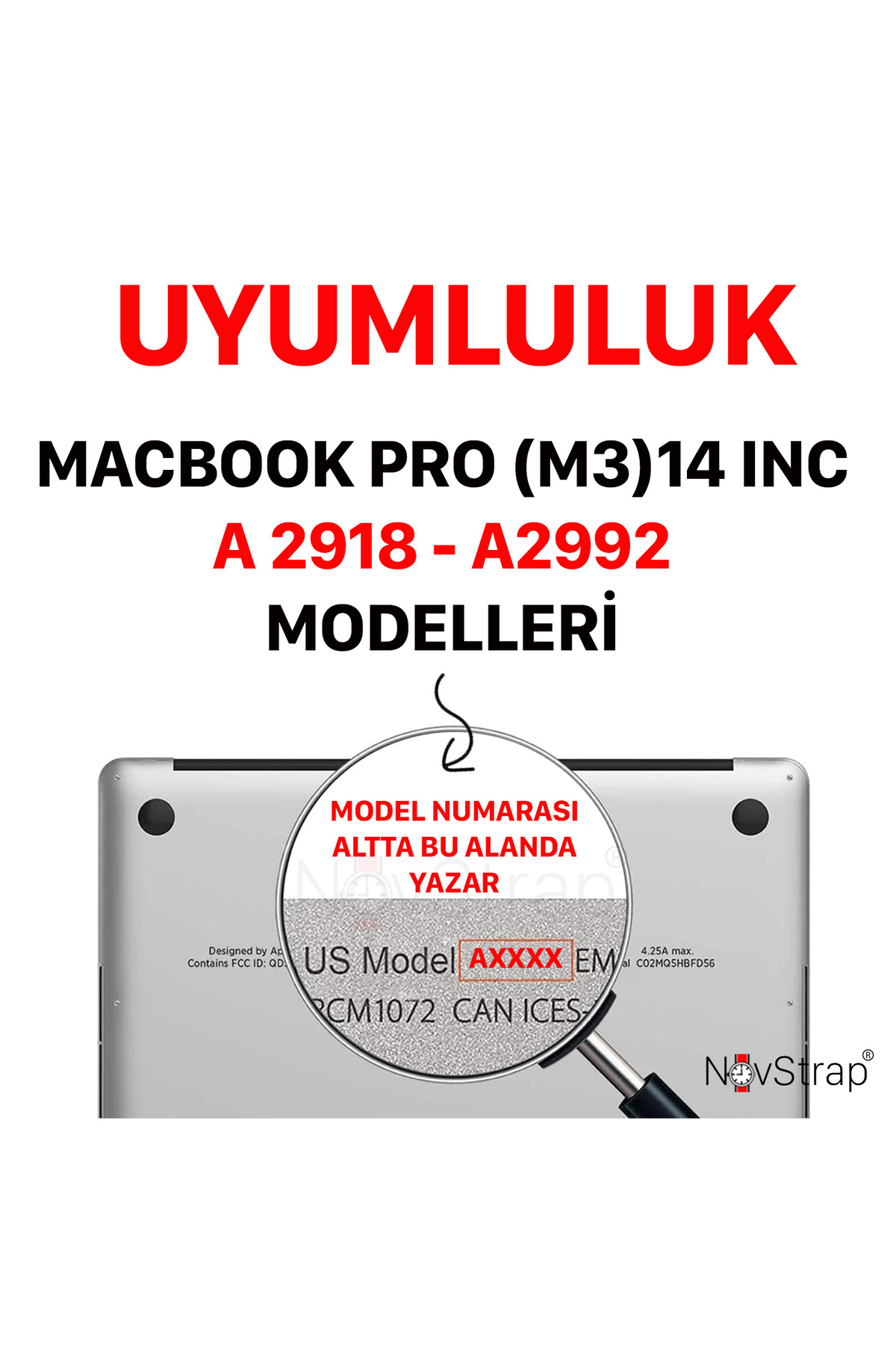 NovStrap Apple Macbook Pro 14 inç M3/M3 Pro/M3 Max A2992 A2918 Uyumlu ...