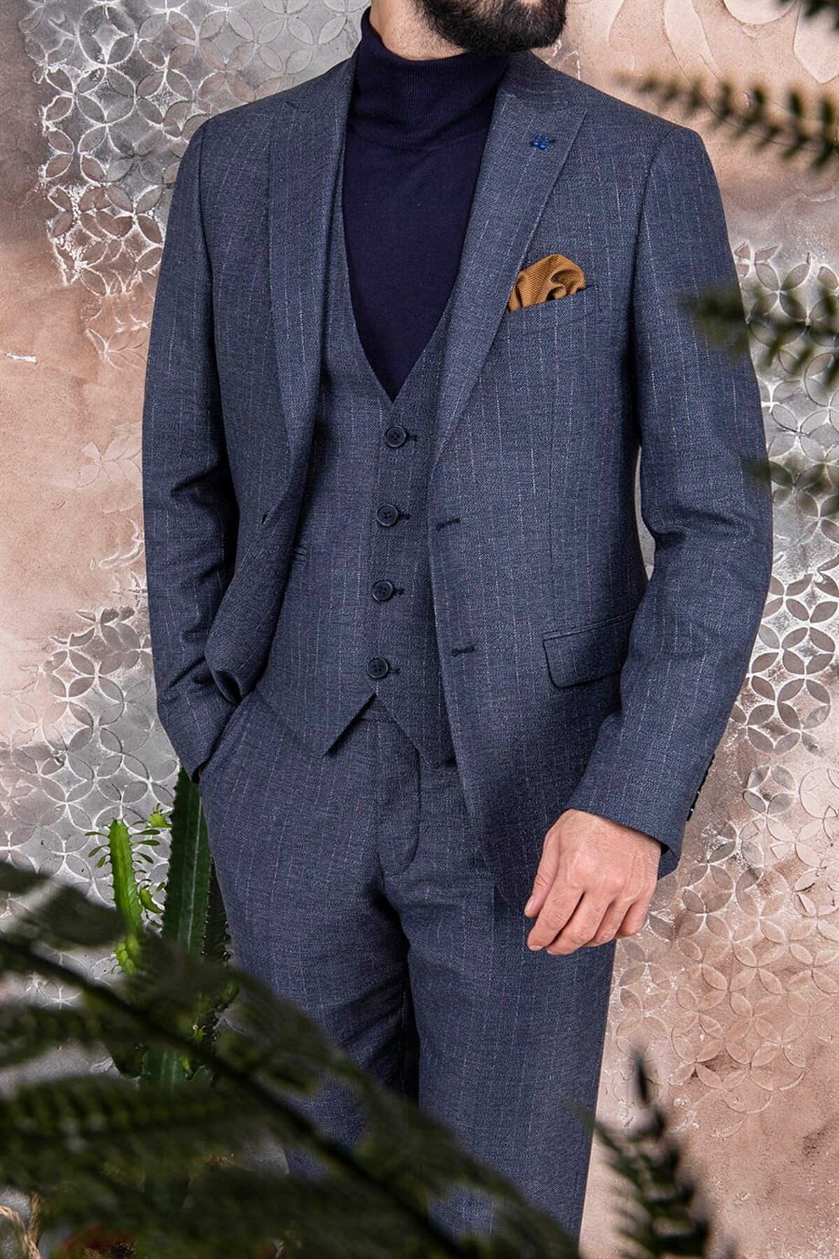 PR PACO ROMANO ART OF FASHİON Erkek Slim Fit Sivri Yaka Açık Lacivert ...