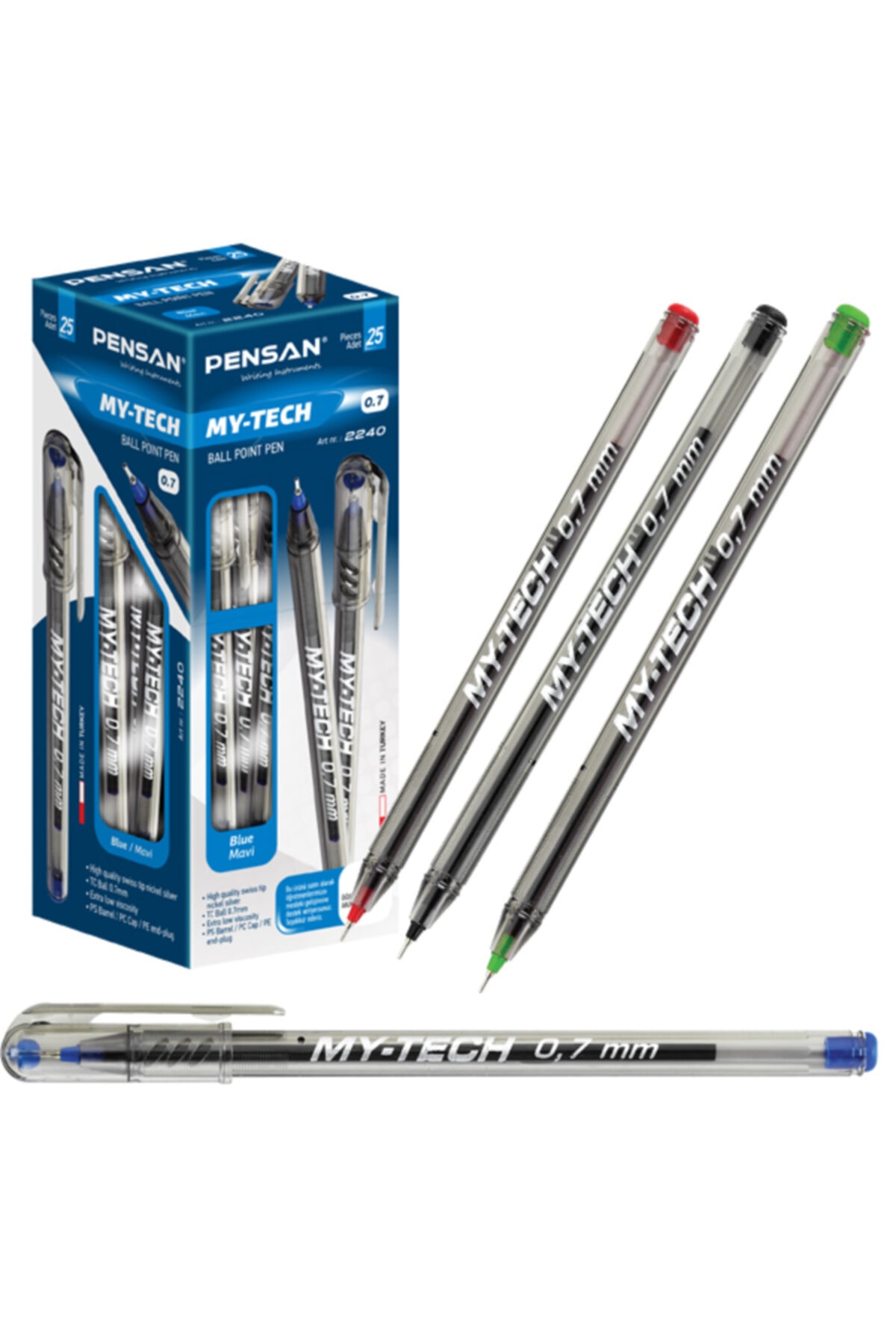 Pensan Tükenmez Kalem My Tech 0.7 Mm İğne Uç Mavi 2240 25'li Paket ...