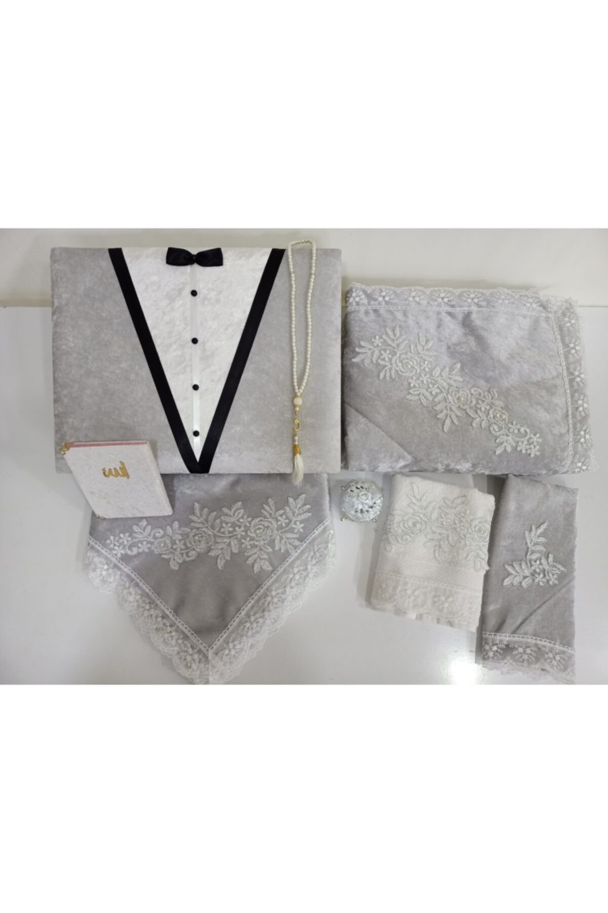 Lamazihome Gri Damat Sandıklı Seccade Seti Seccade Takımı Çeyizlik 8 ...