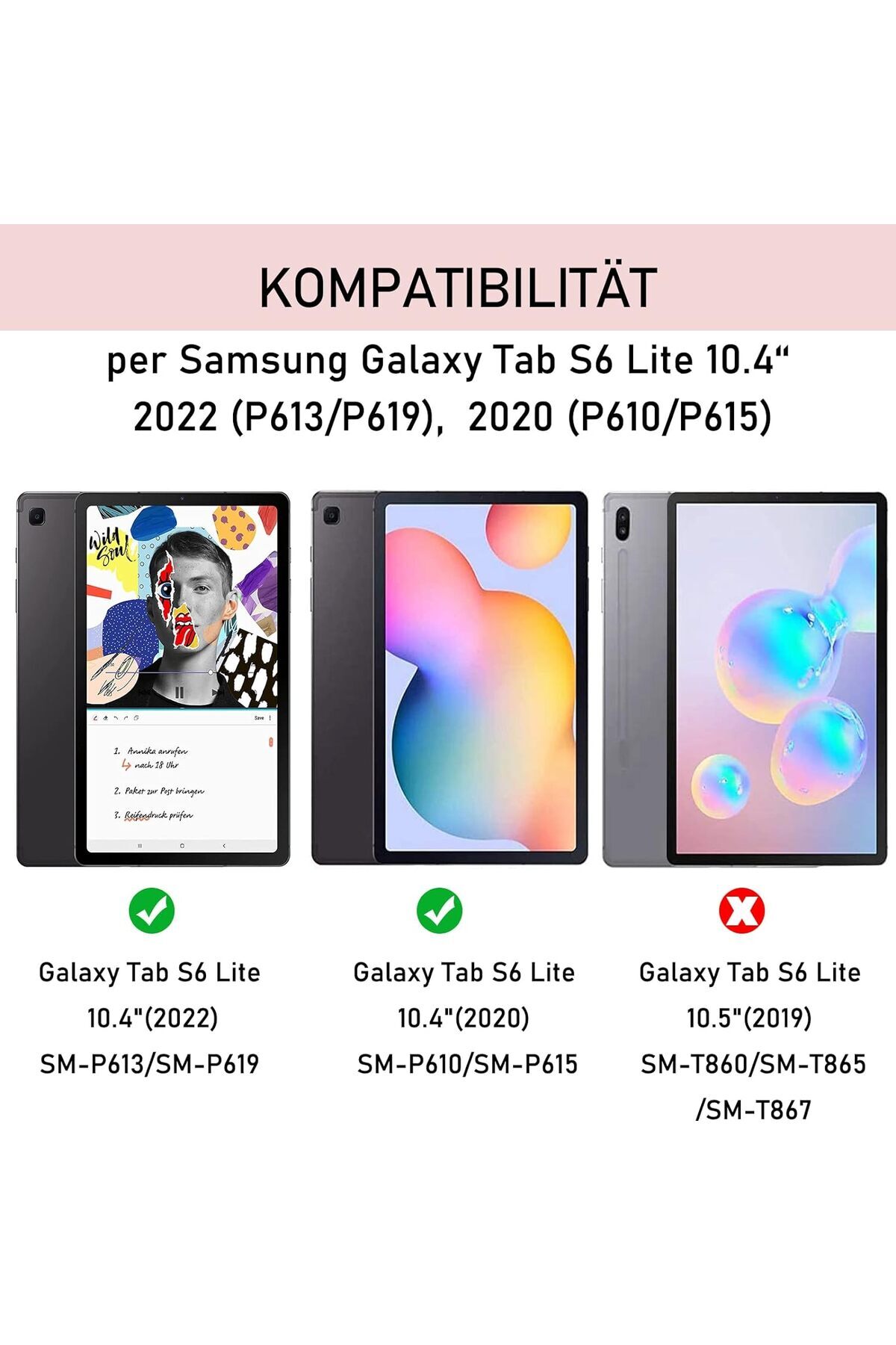 m.tk moveteck Samsung Galaxy Tab S6 Lite Sm-p610 Uyumlu Tablet Bluetooth Renkli Klavyeli Kalem ...