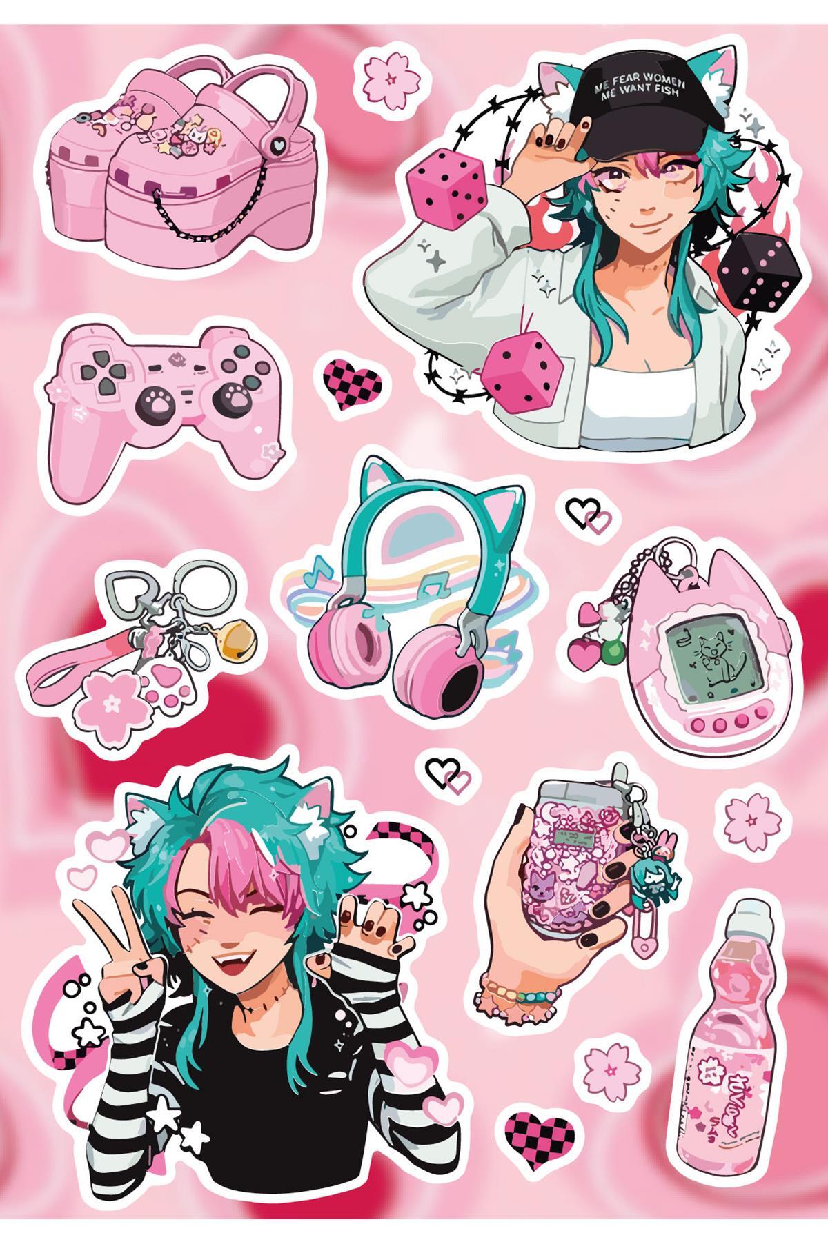 Anime Marketi Estetik Pembe Aşko Kuşko Sticker Seti - Ajanda - Telefon ...
