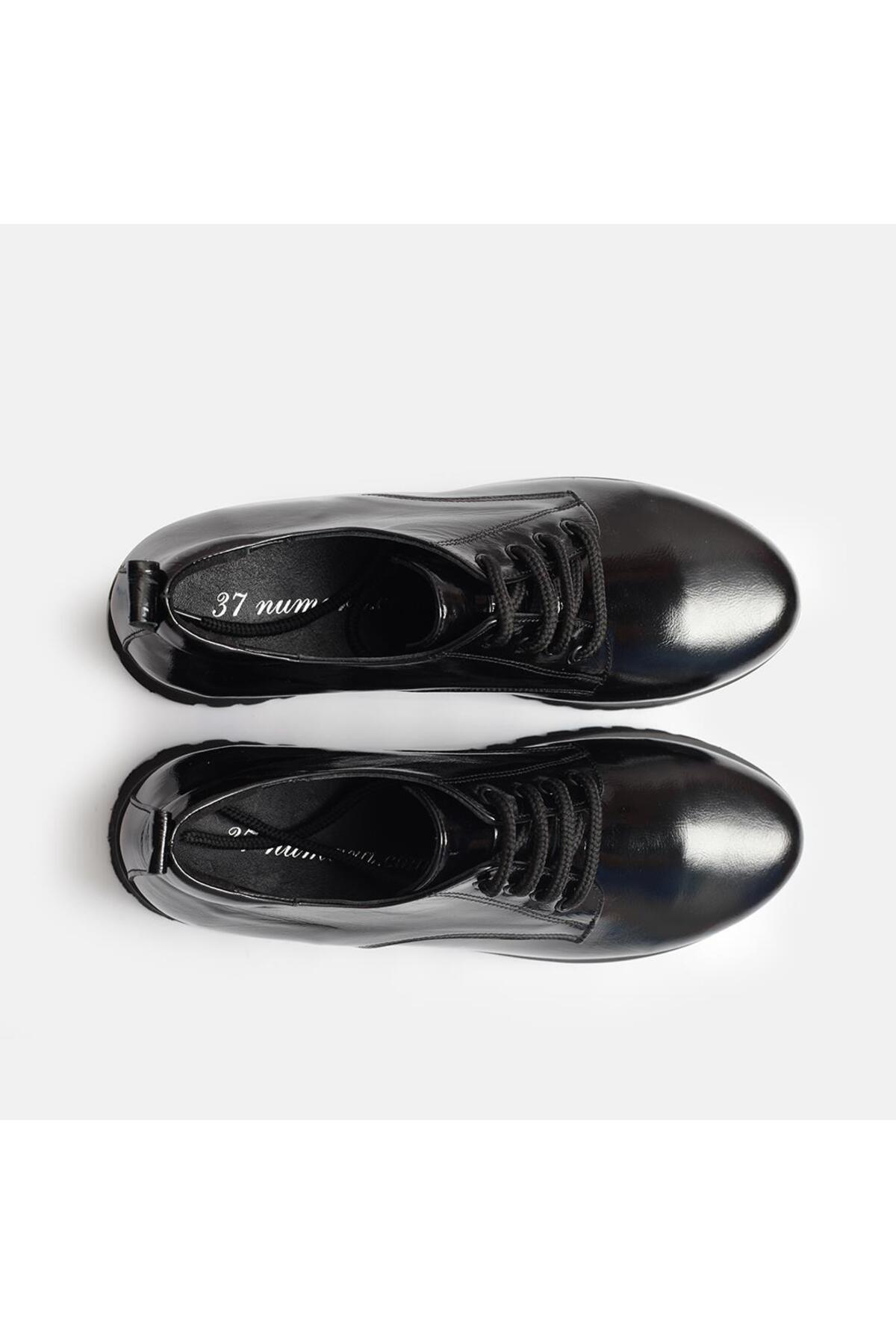 37Numara LARGE NUMBER WOMEN'S GENUINE LEATHER SHOES 41-42-43-44 BLACK ...