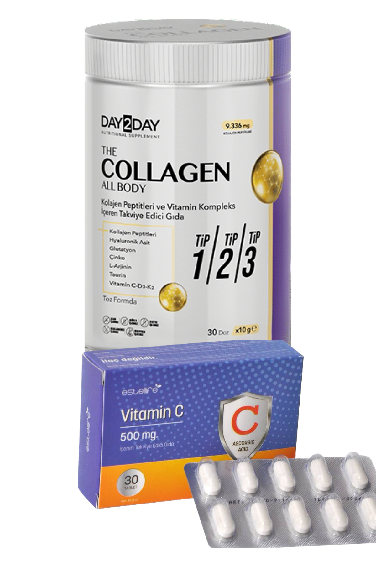 DAY2DAY The Collagen ALL BODY 30 Günlük Doz-C Vitamini 30 Tablet ...