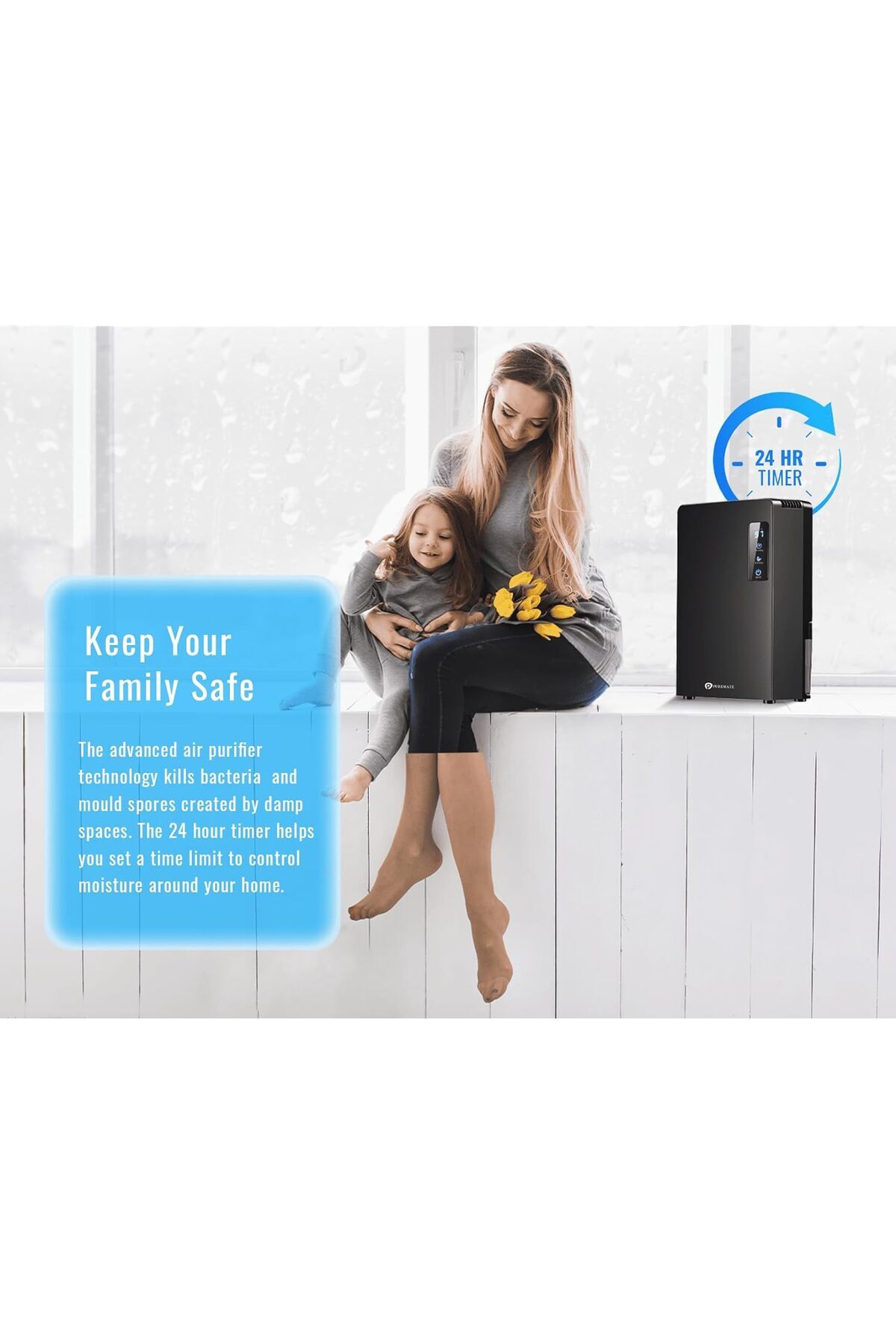 PureMate 2200ml Küf ve Nem için Taşınabilir Nem Alma Cihazı Siyah ...