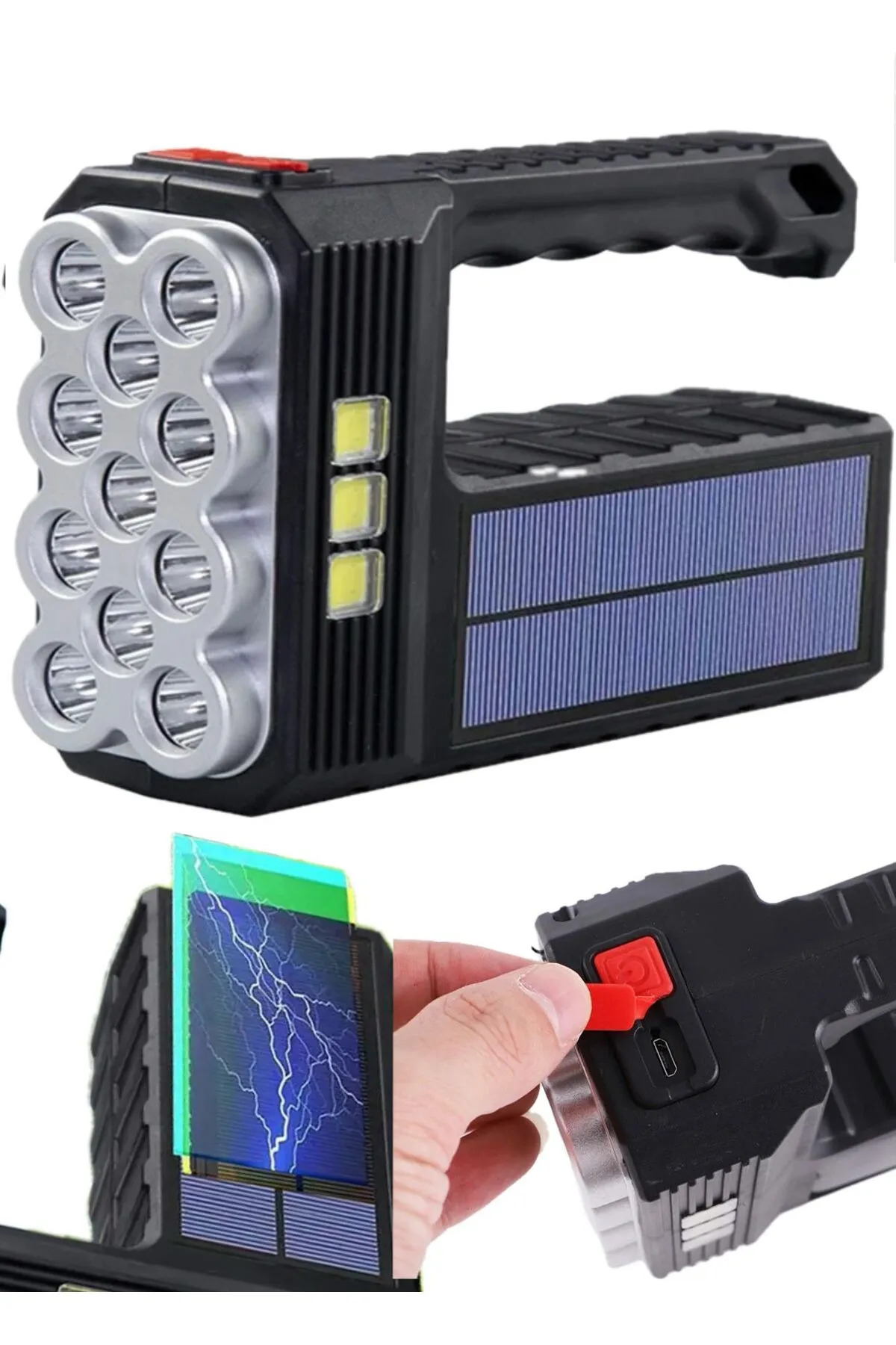 ataşbey V-11 Ultra Güçlü Solar Güneş Panelli Şarjlı Kamp Lambası El ...