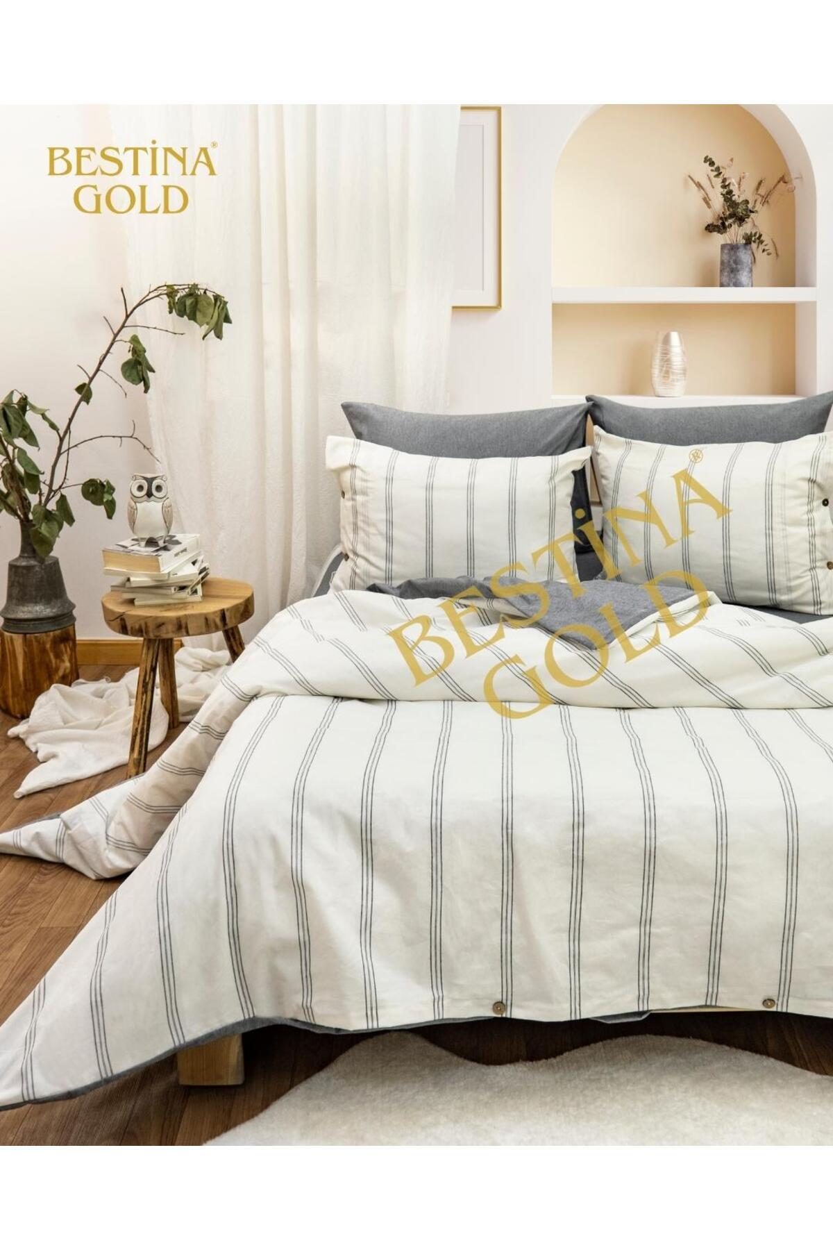 BESTİNA GOLD Harmony Hues İpliği Boyalı Doğal Tek Kişilik Nevresim ...