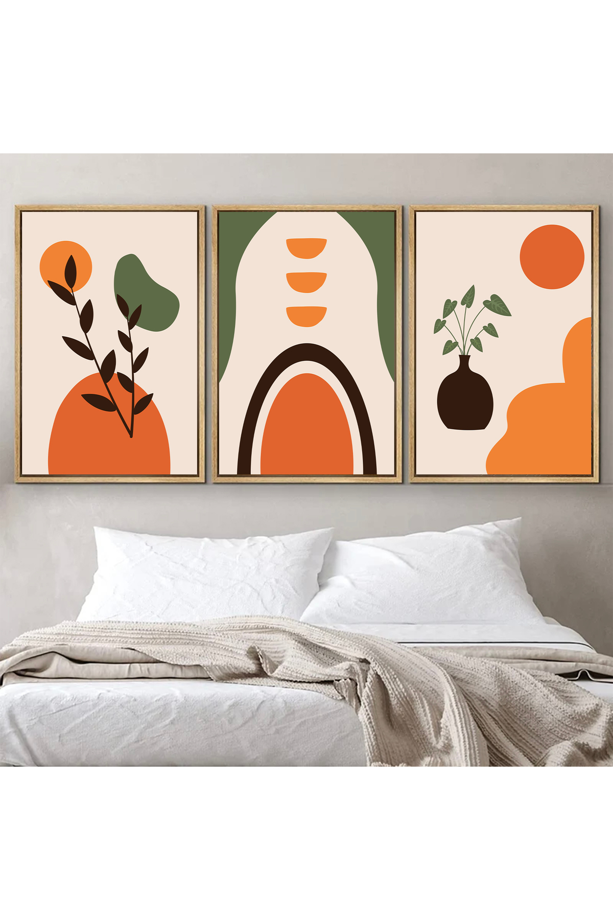 Softline Boho Style Modern İskandinav Tarzı Çerçevesiz 3'lü Kanvas ...