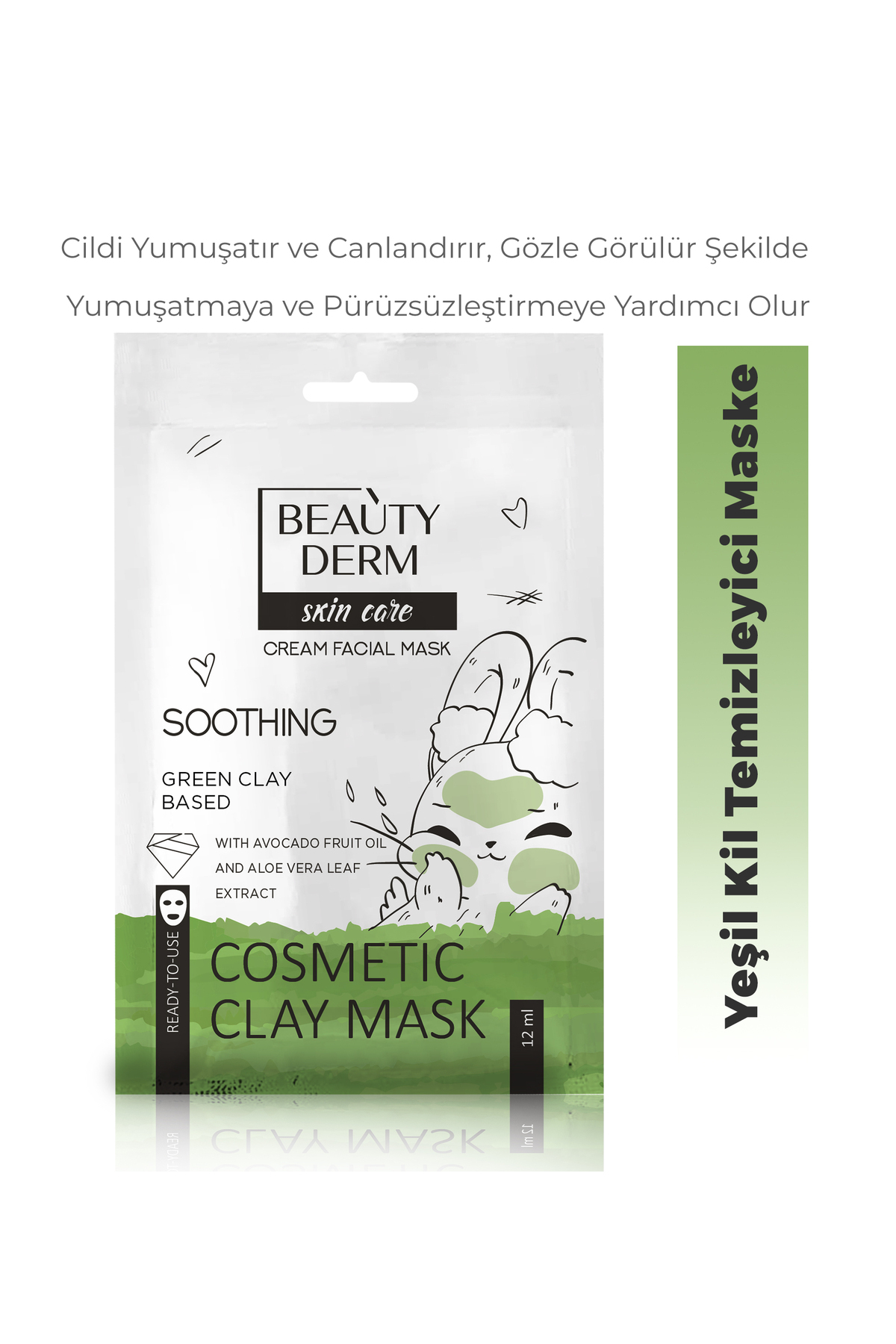 BEAUTY DERM Yüz Maskesi Yeşil Kil Maskesi Avakodo Meyve Yağı ve Aloe ...