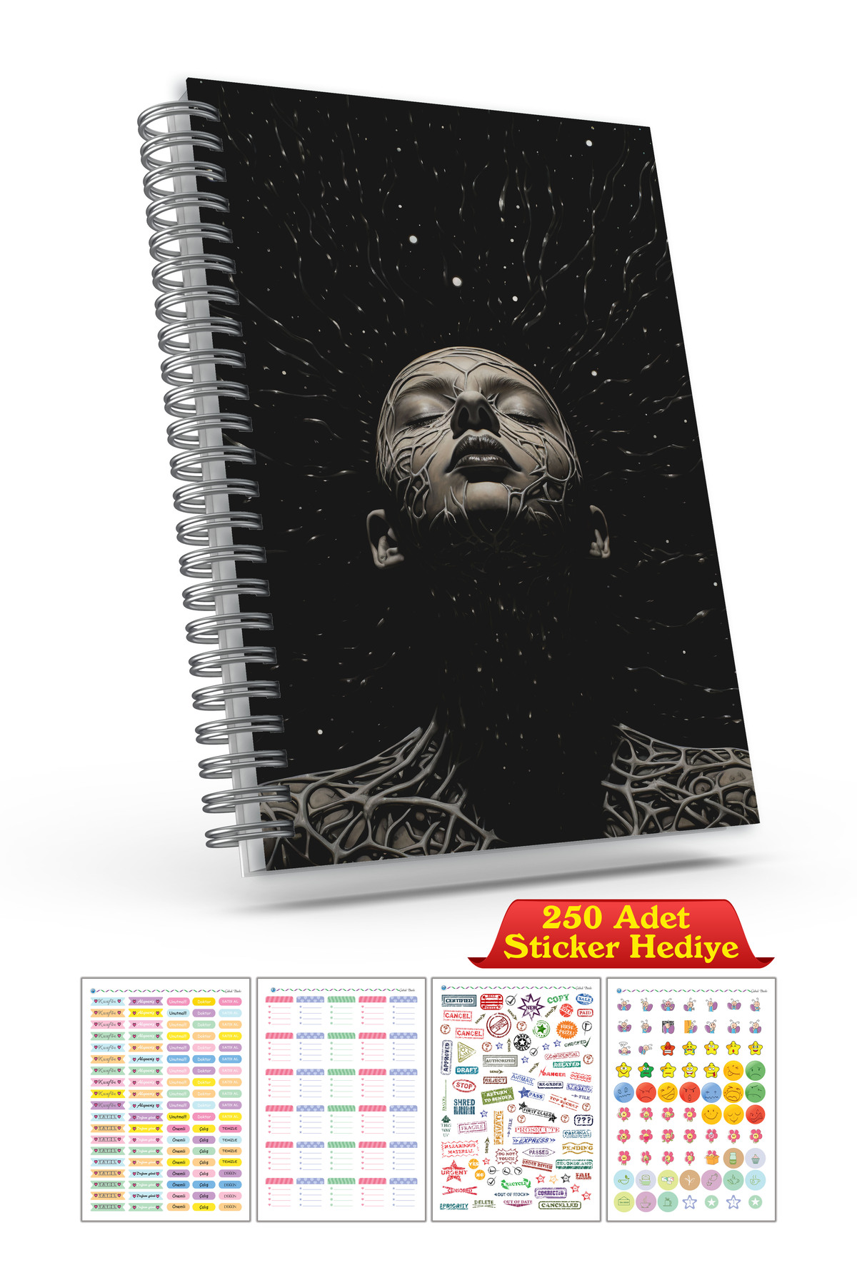 cabuk baskı Süresiz Planlayıcı Ajanda, A5 Siyah Desenli Planlayıcı ...