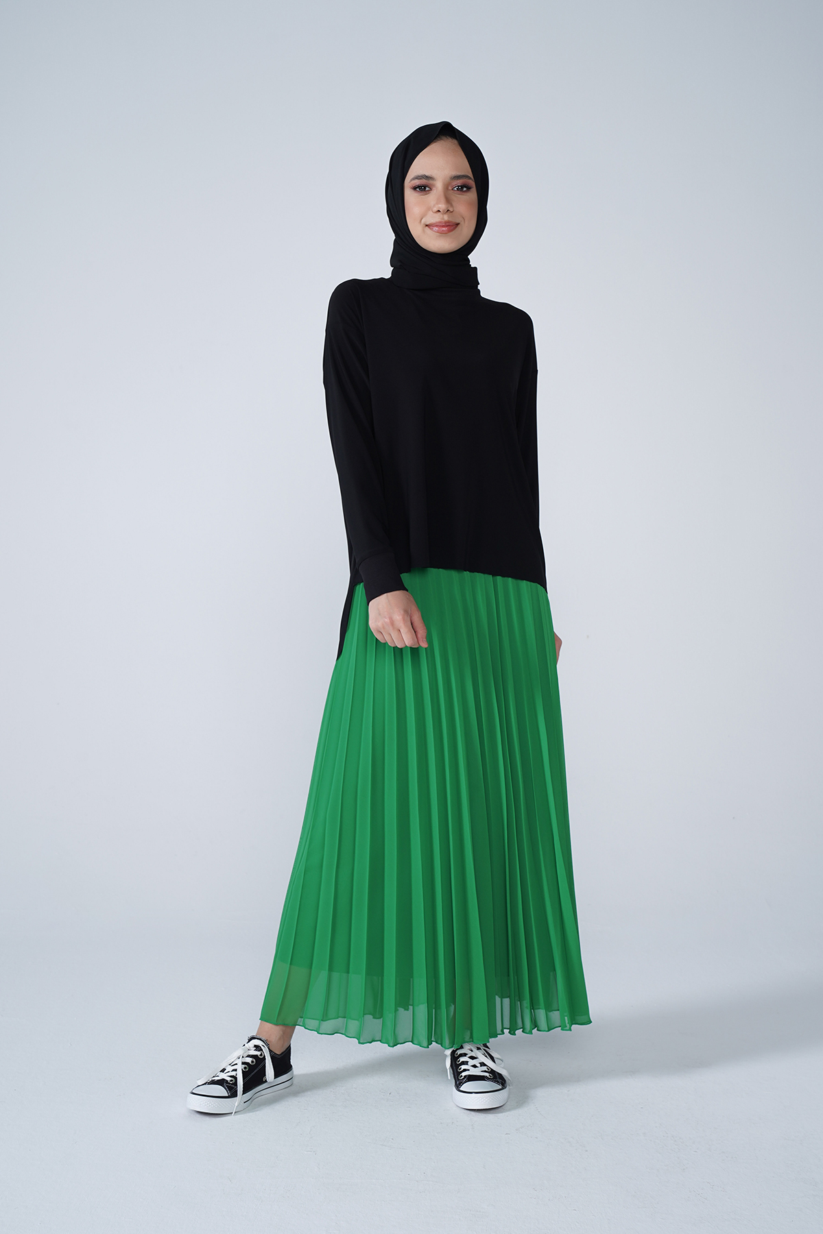 Thesetthur Şifon Astarlı Piliseli Etek Yeşil - Fiyatı, Yorumları