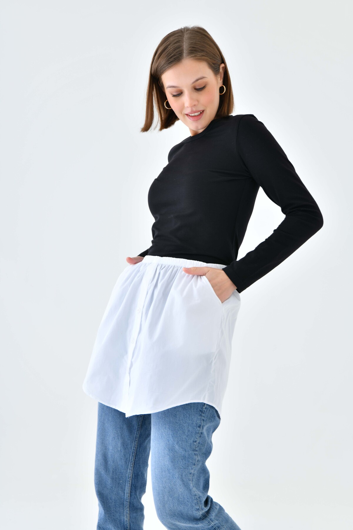 mirach Beyaz Cepli Gömlek Etek | Içlik Etek Ve Gömlek Görünümlü Tasarım ...