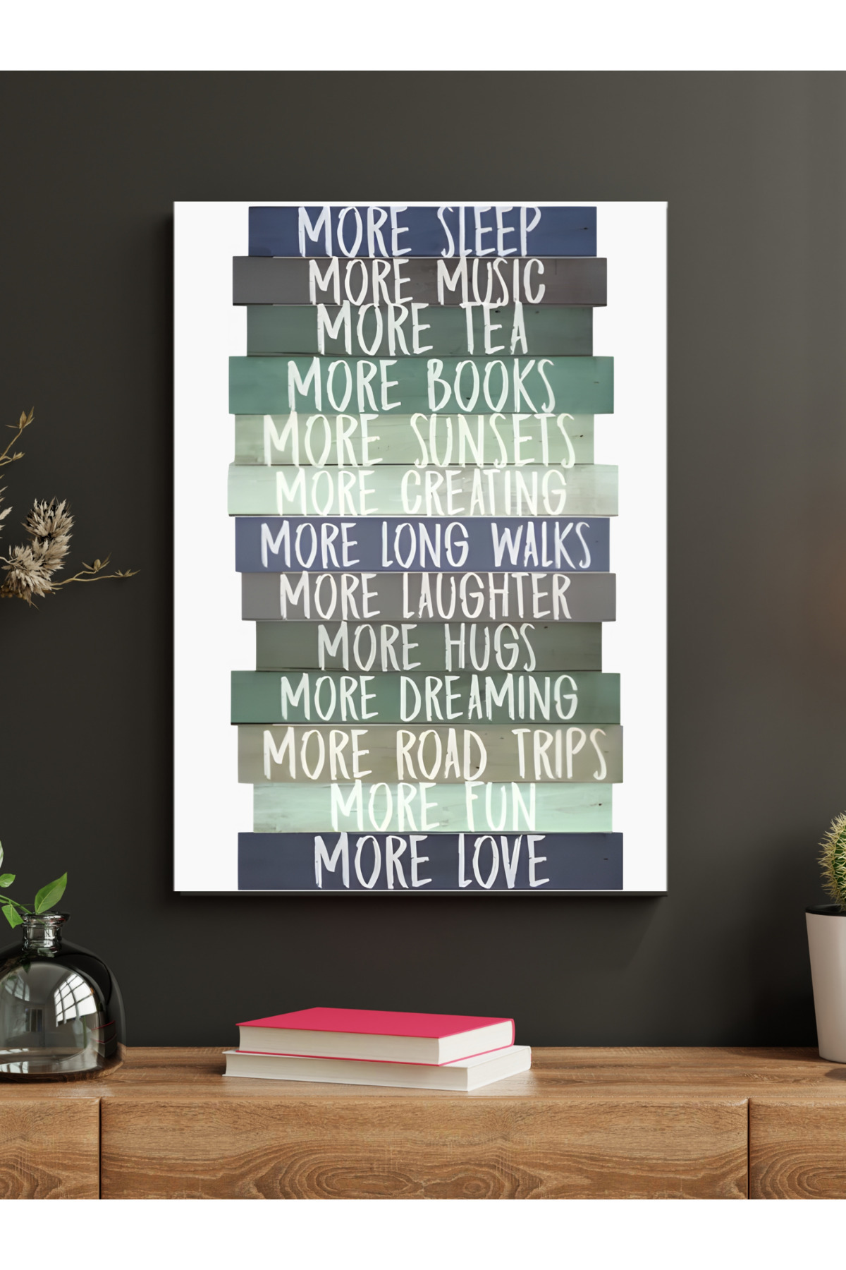 Cemira More Love, Sleep, Music Ahşap Poster Duvar Dekarasyon Tablo ...