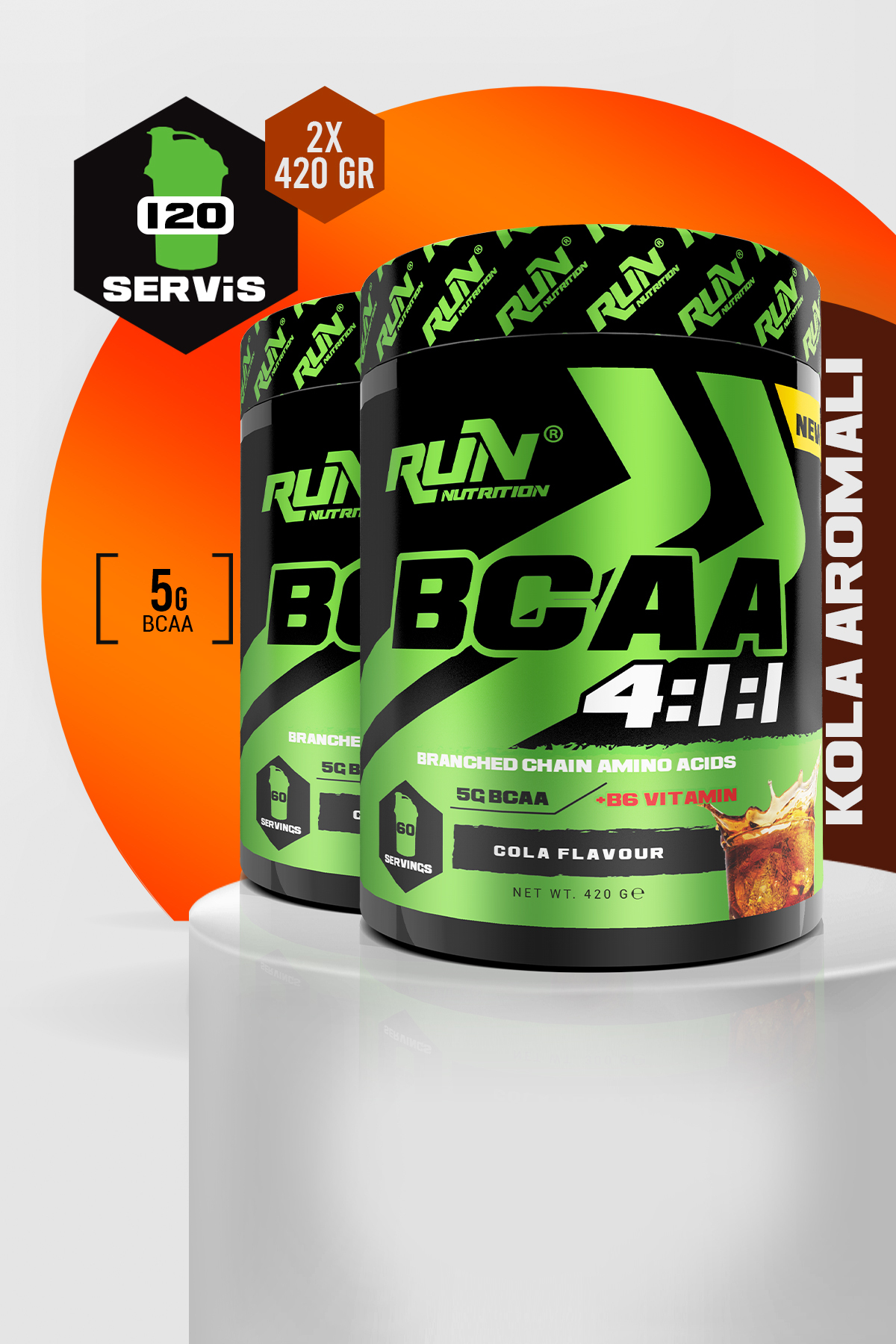 Run Nutrition Bcaa x 2 ADET - Kola Aromalı - 840 gr - 120 Servis - Fiyatı, Yorumları