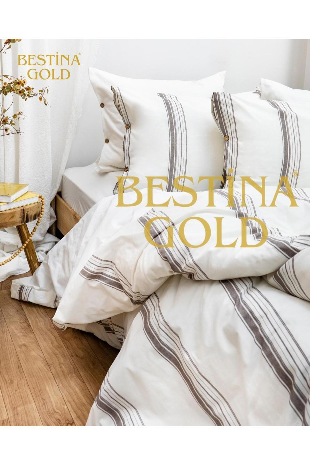 BESTİNA GOLD Harmony Hues İpliği Boyalı Doğal Çift Kişilik Nevresim ...