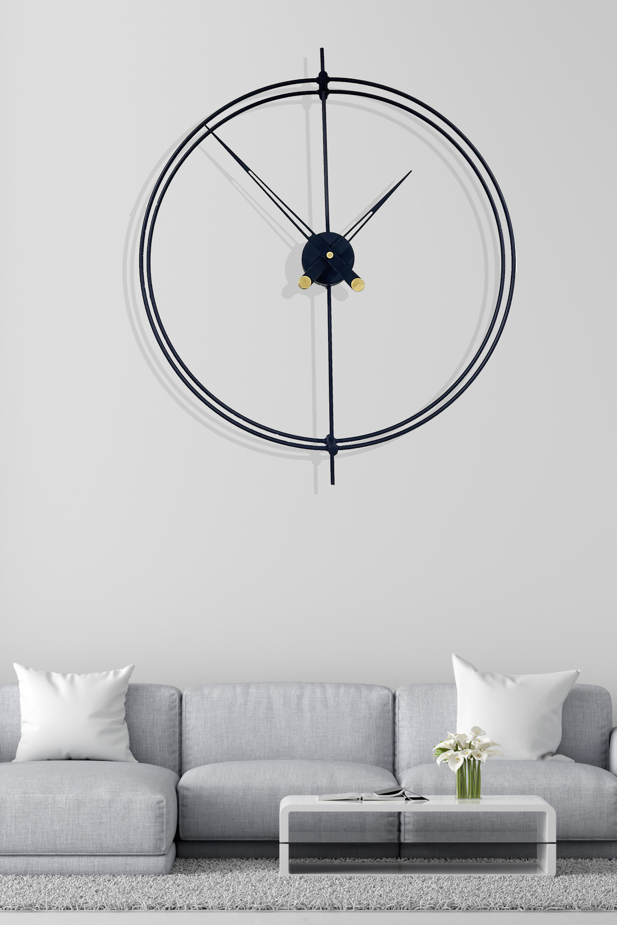 SEVİNÇ KONSEPT Timelock Saat 60 Cm Siyah Modern Dekoratif Duvar Saati ...