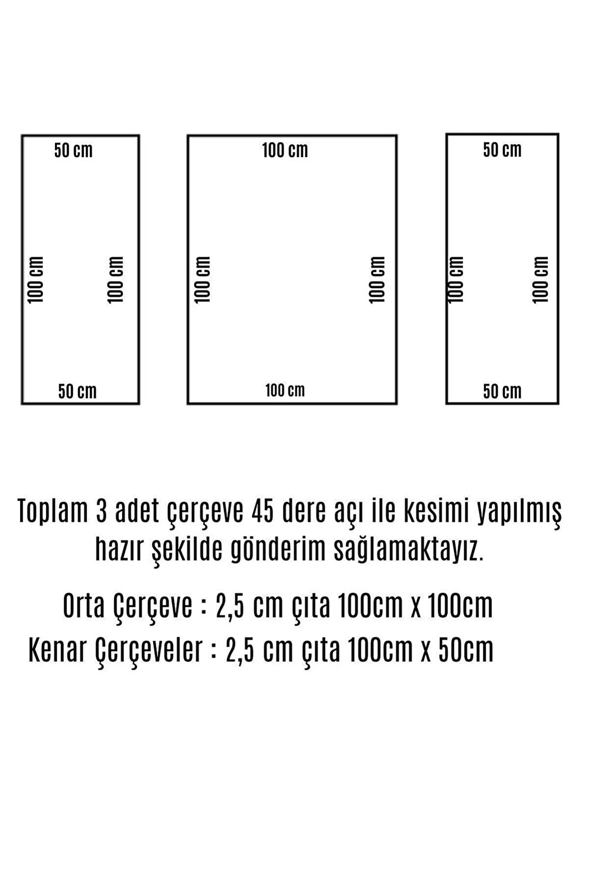 GÜÇLÜ 3 lü Set Dekoratif Boyanabilir 2,5 Cm Strafor Duvar Çıtası 50 cm ...