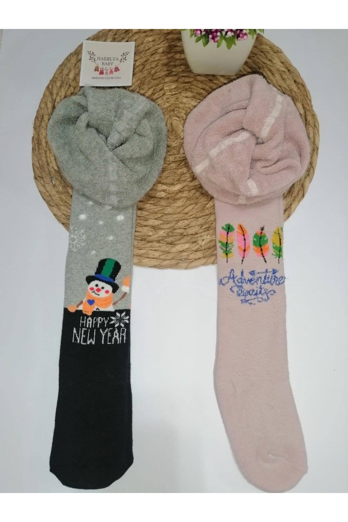 HAZELYA BABY Külotlu Çorap 3lü 2li Kardan Adam Yeni Yıl Kız Çocuk ...
