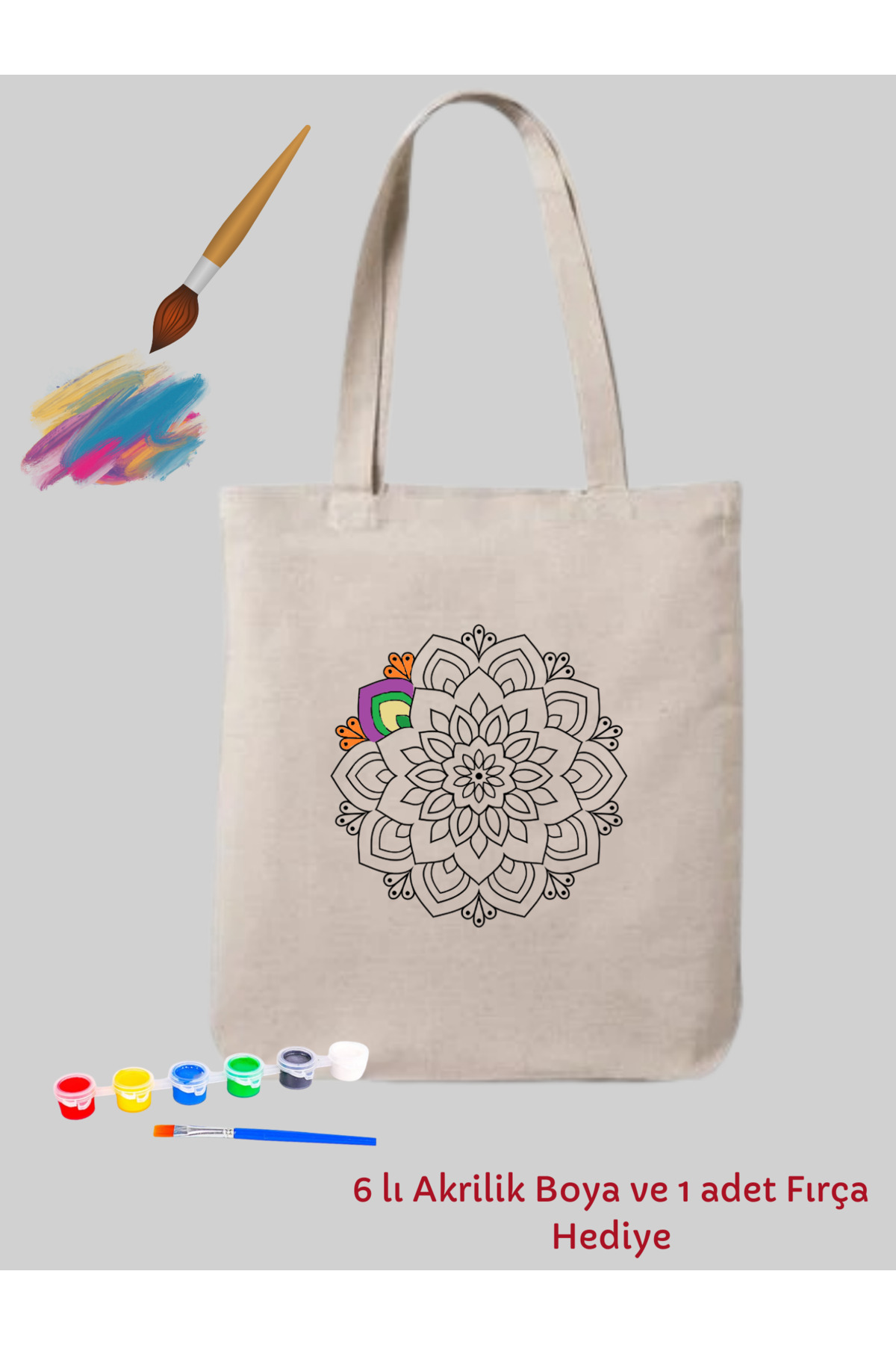 Cemira Mandala Boyama Çantası Hobi 35*40 cm Hediye Ham Bez Çanta Boyama ...