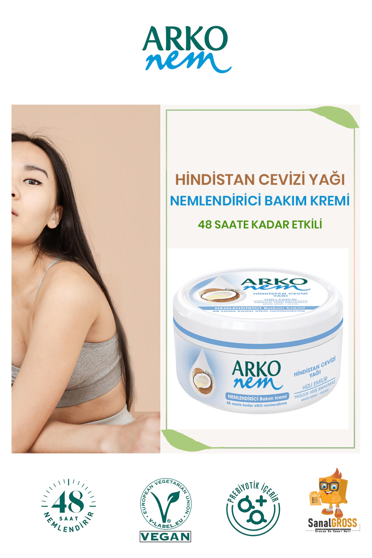 Arko Nem Hindistan Cevizi Yağı Nemlendirici Bakım Kremi 300 Ml x 4 Adet - Fiyatı, Yorumları