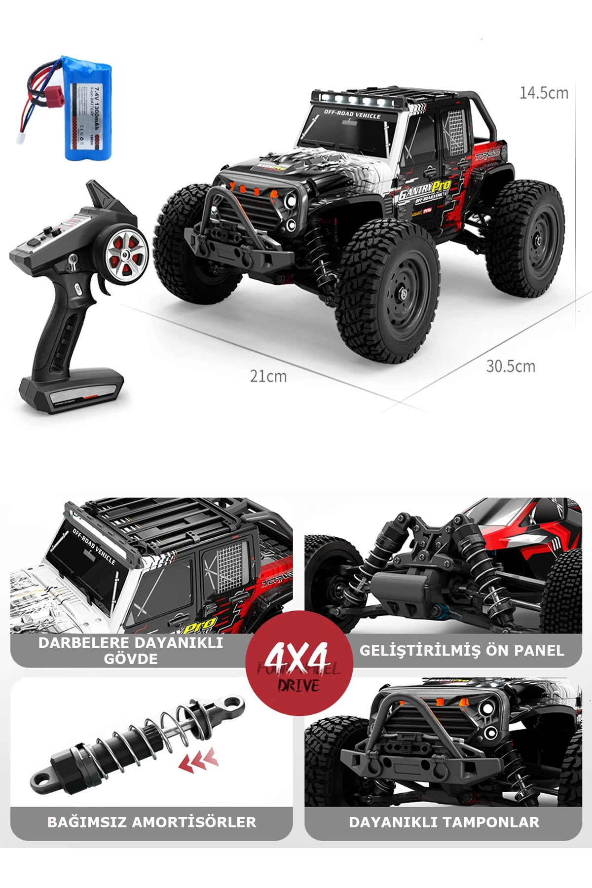 Mofy Baby Gantry Pro Fırçasız Motor RC Uzaktan Kumandalı Araba 4WD 1:16 ...