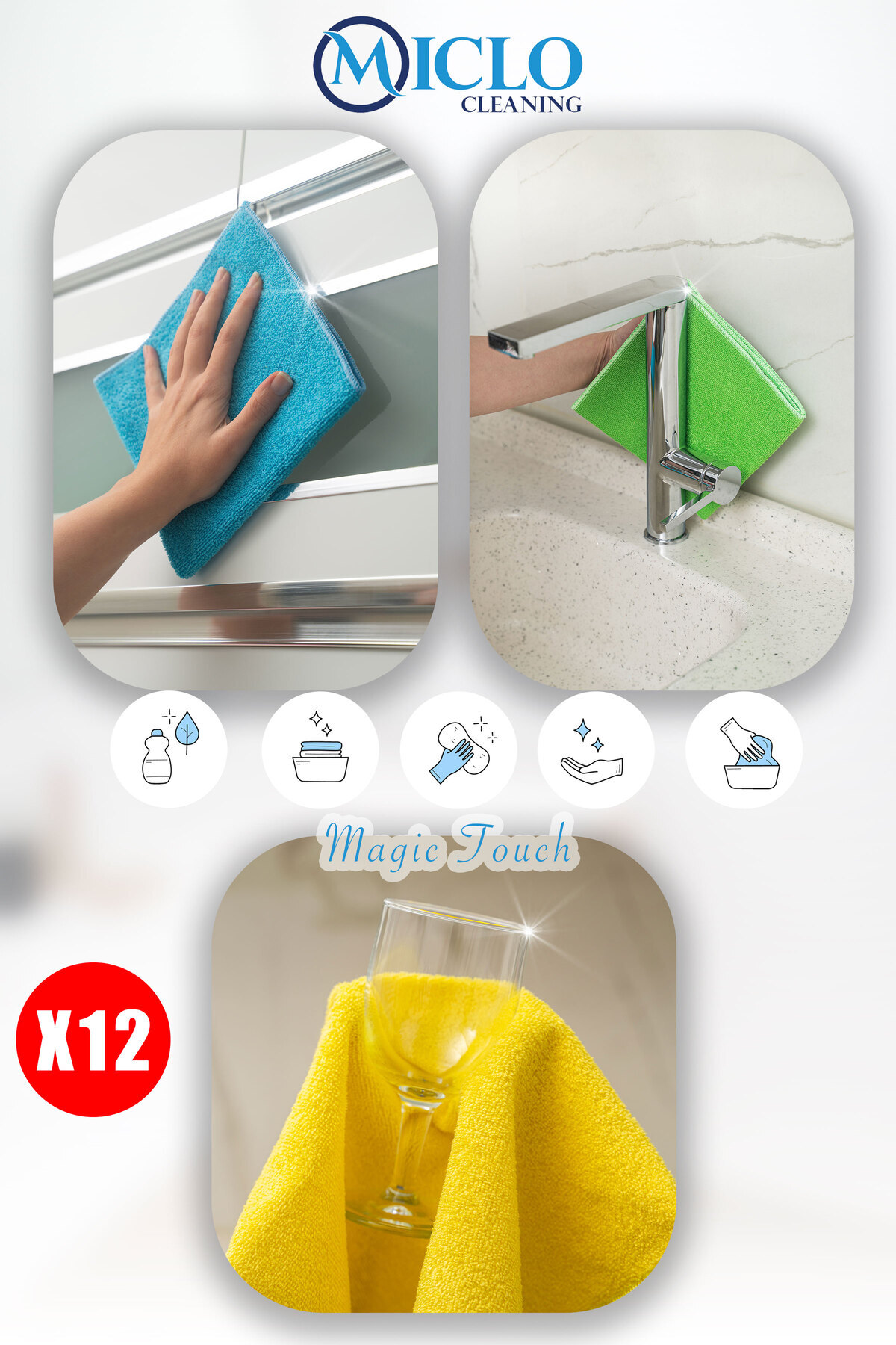 MICLO CLEANING Mikrofiber Temizlik Bezi | Klasik Serii | 250 GSM ...