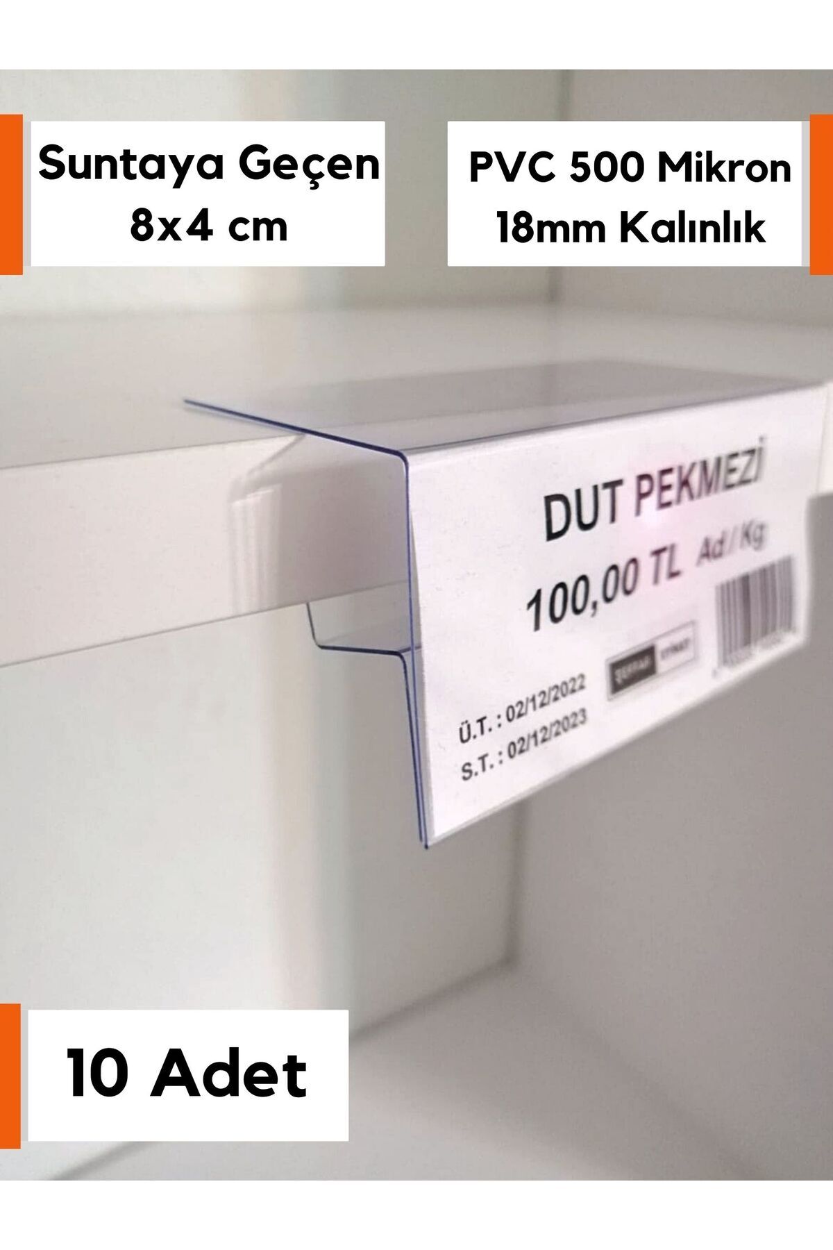 Şeffaf Etiket 10 Adet PVC Etiketlik 18 mm Ahşap Raflar için Şeffaf ...