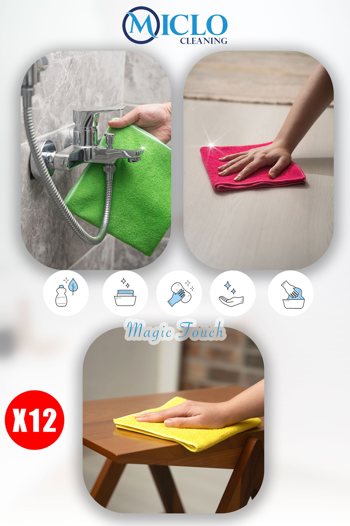 MICLO CLEANING Mikrofiber Temizlik Bezi | Klasik Serii | 250 GSM ...