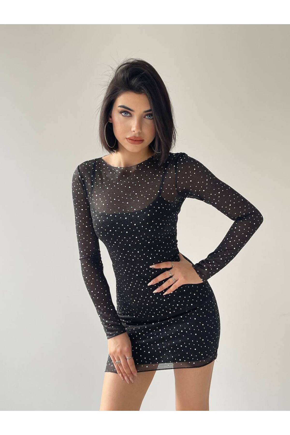 Afiş Butik Siyah Taş Detaylı Transparan Elbise Fiyatı, Yorumları - Trendyol