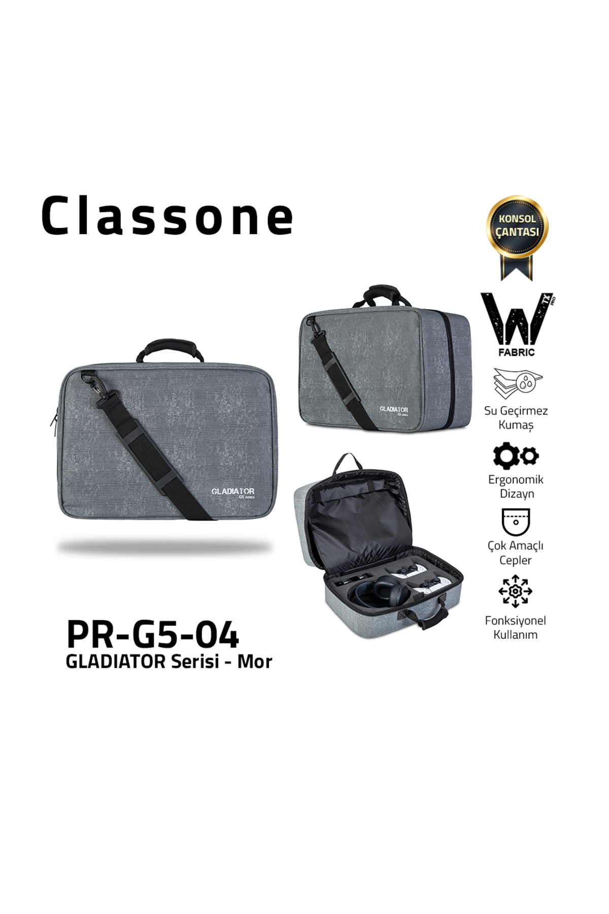 Classone PR-G5-04 Gladiatör G5 Serisi Oyun Konsolu Taşıma Çantası - Gri ...