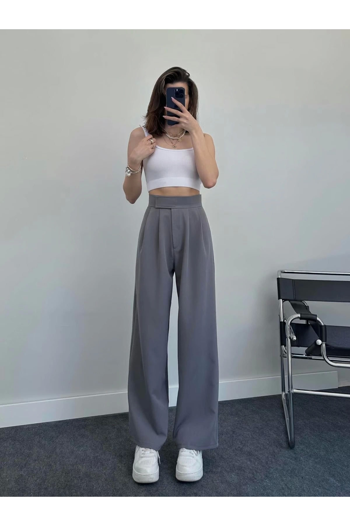 Hazel Kadın Antrasit Yüksek Bel Cırtlı Palazzo Pantolon Fiyatı, Yorumları - Trendyol